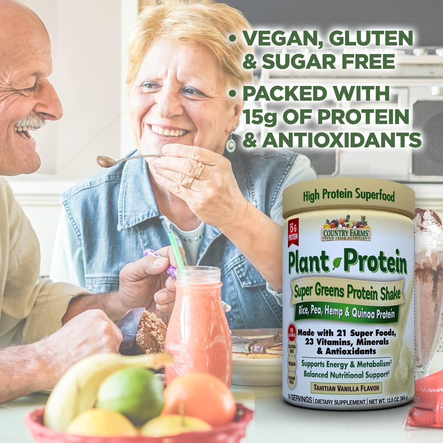 Country Farms Super Greens Vanilla Plant Protein Supplement - 12.8oz ...
