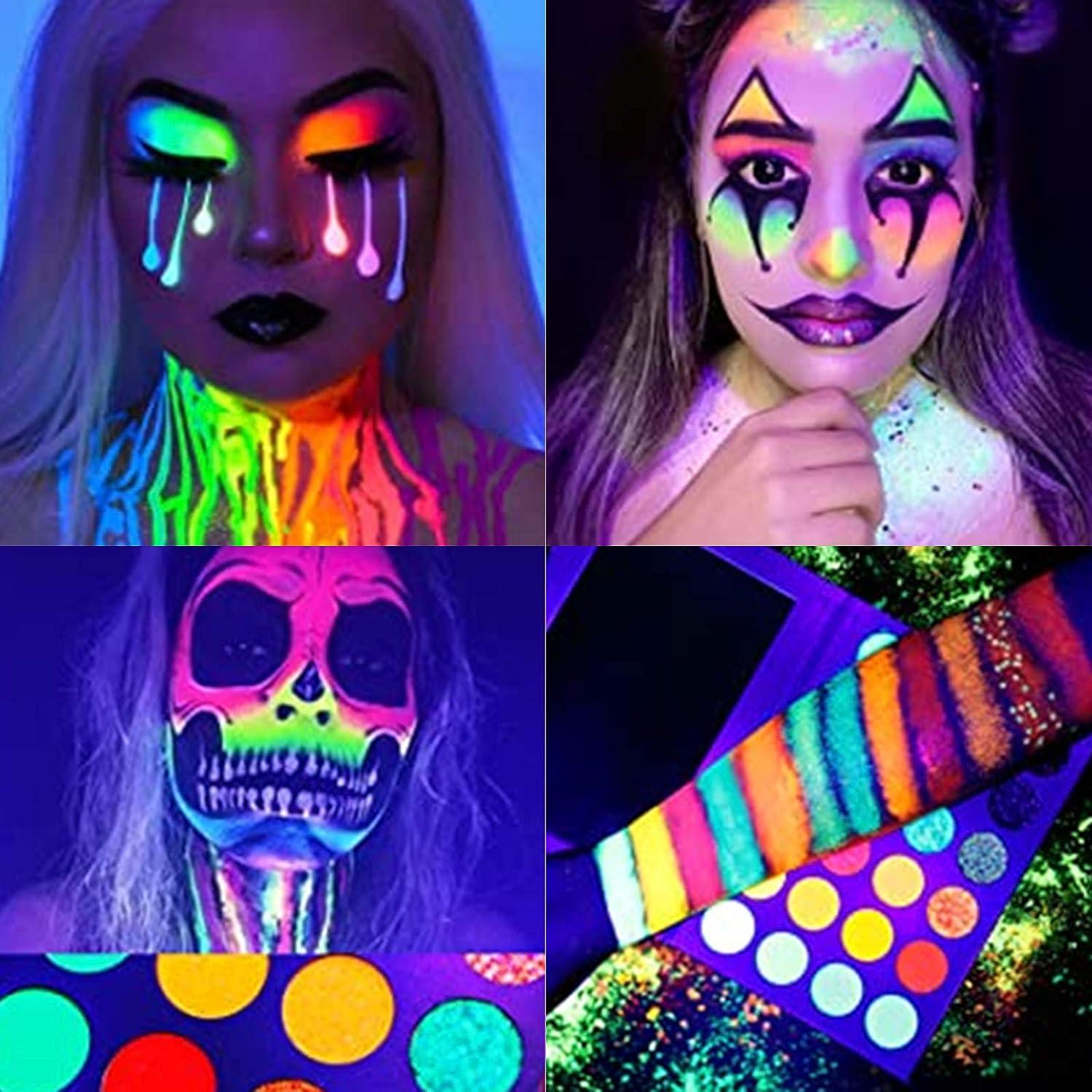 Glow in the Dark Makeup Palette - 24 Colors Neon Highly Pigmented Matte ...