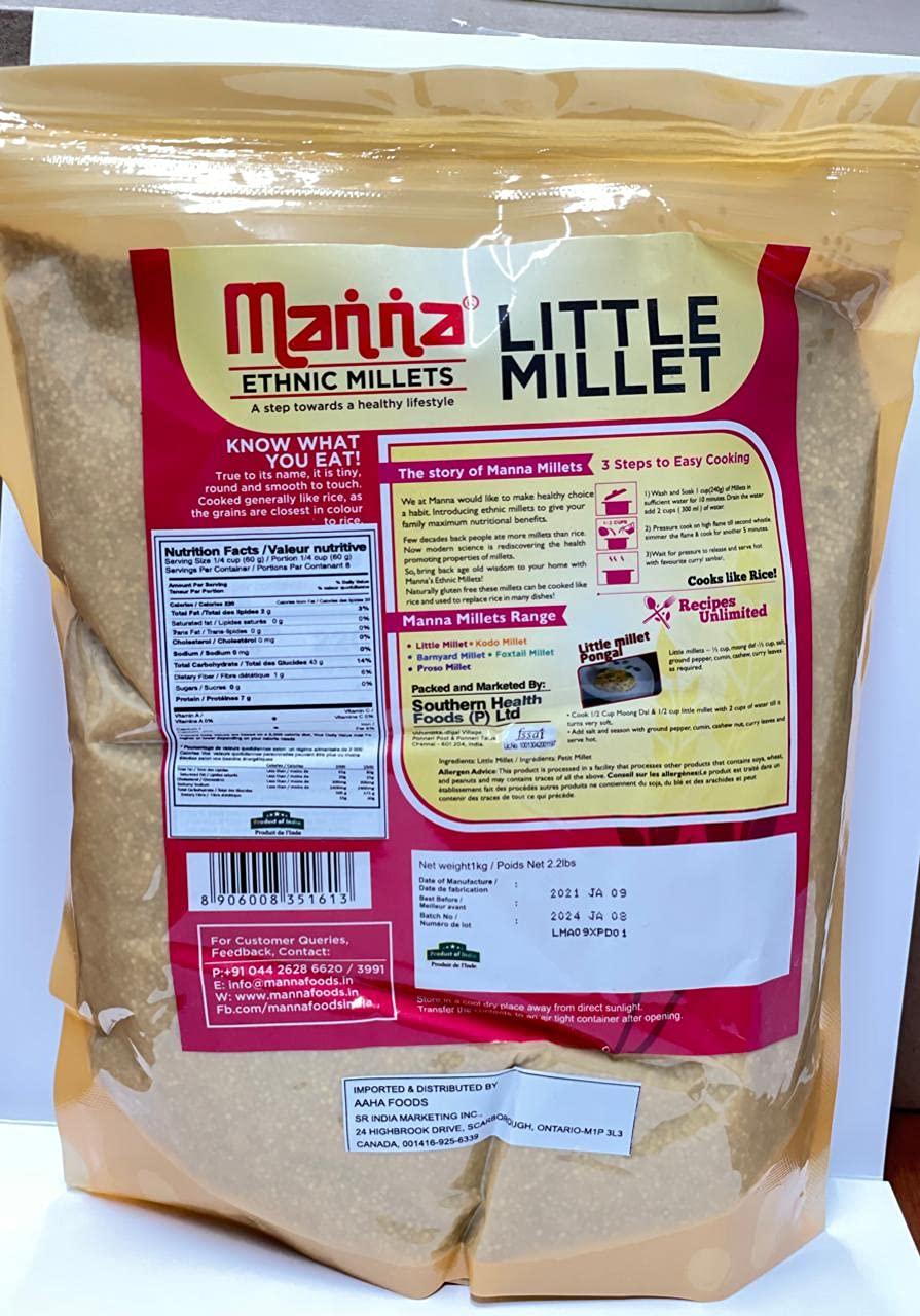 Manna Little Millet - 1kg: Buy Organic Little Millet Online | Buy Now ...