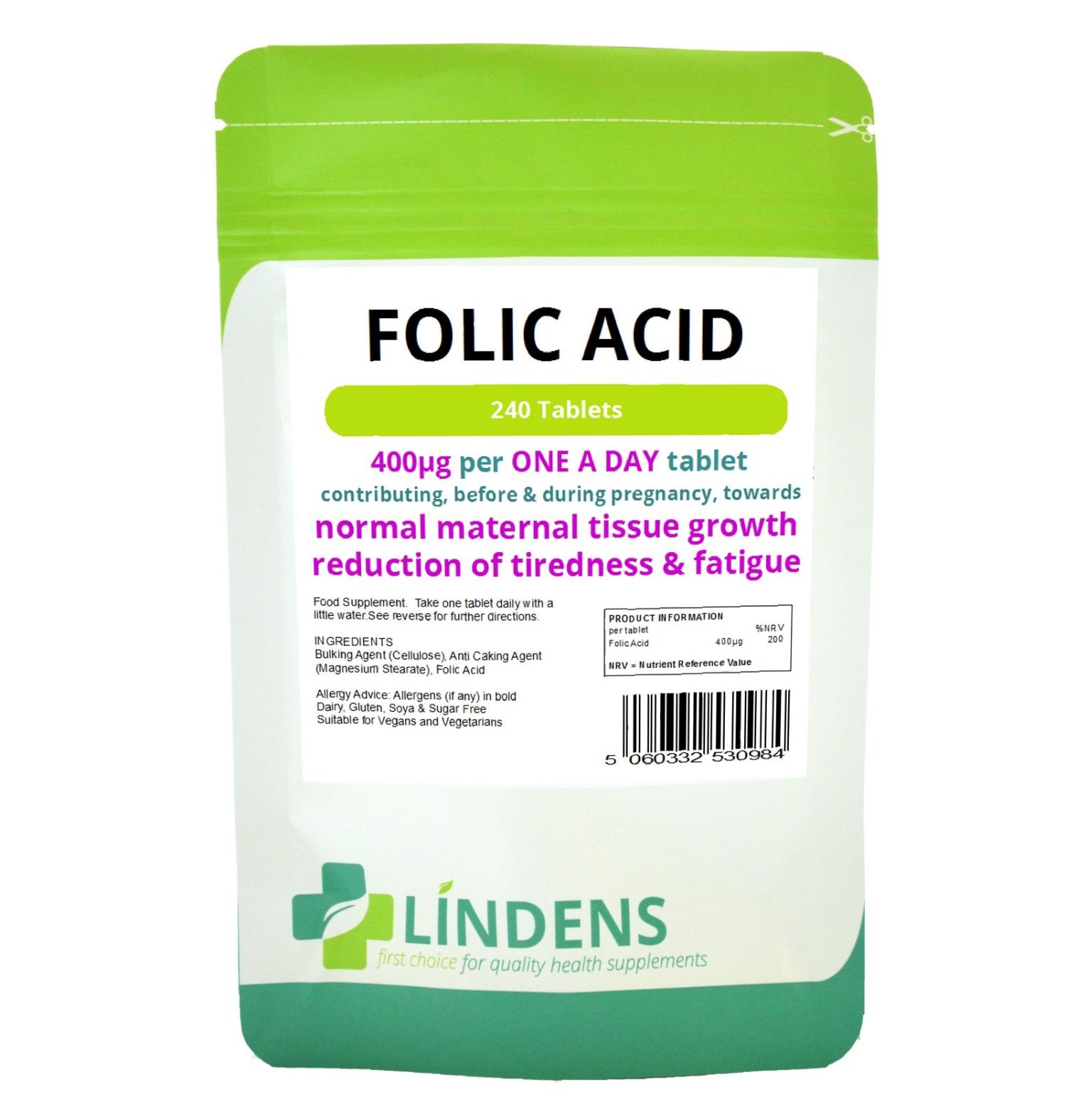 Folic Acid Tablets 3-Pack - 720 Tablets x 400mcg - Vitamin B-9 ...