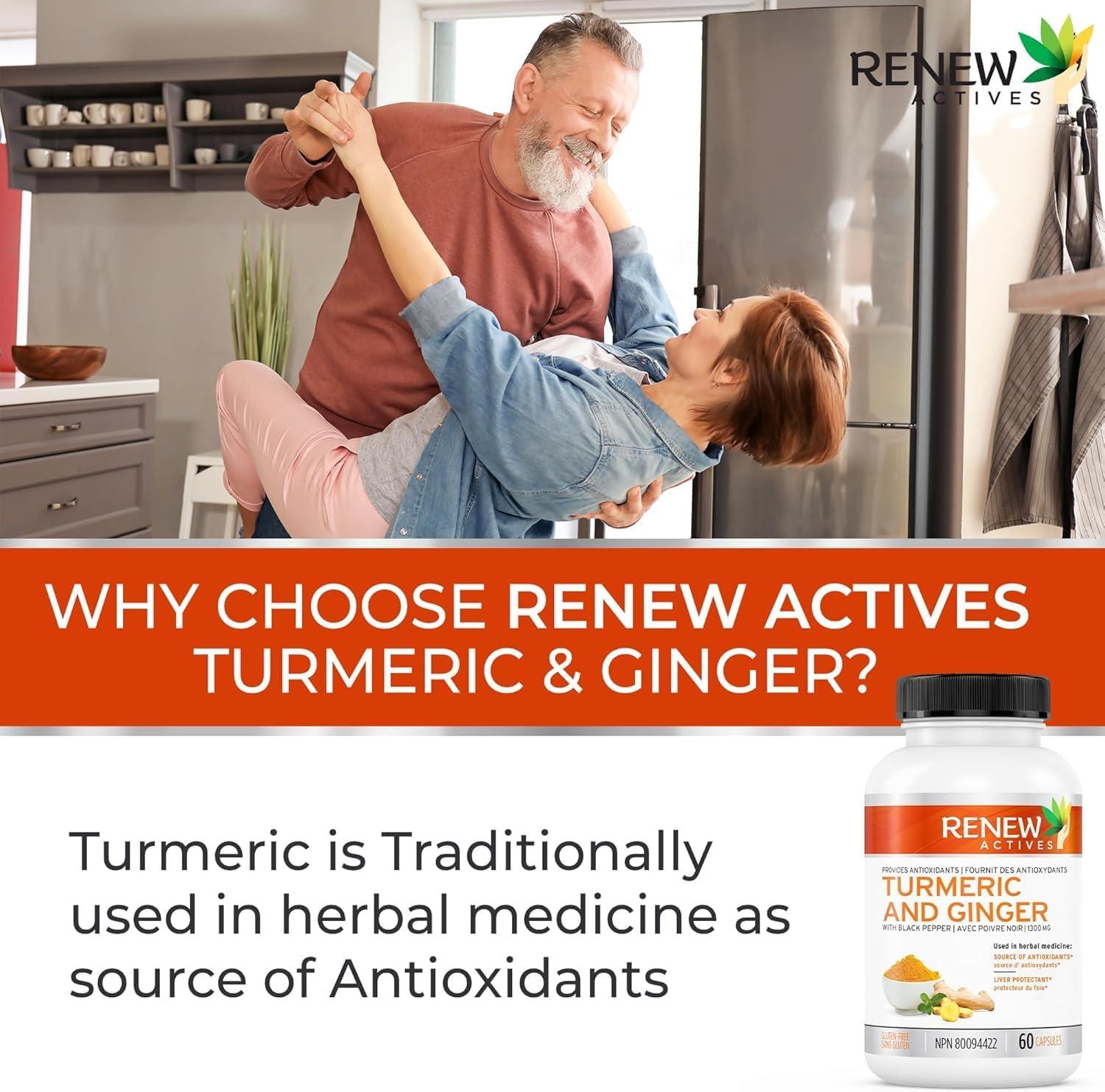 Renew Actives Ginger Turmeric Curcumin Capsules - Potent Antioxidant ...
