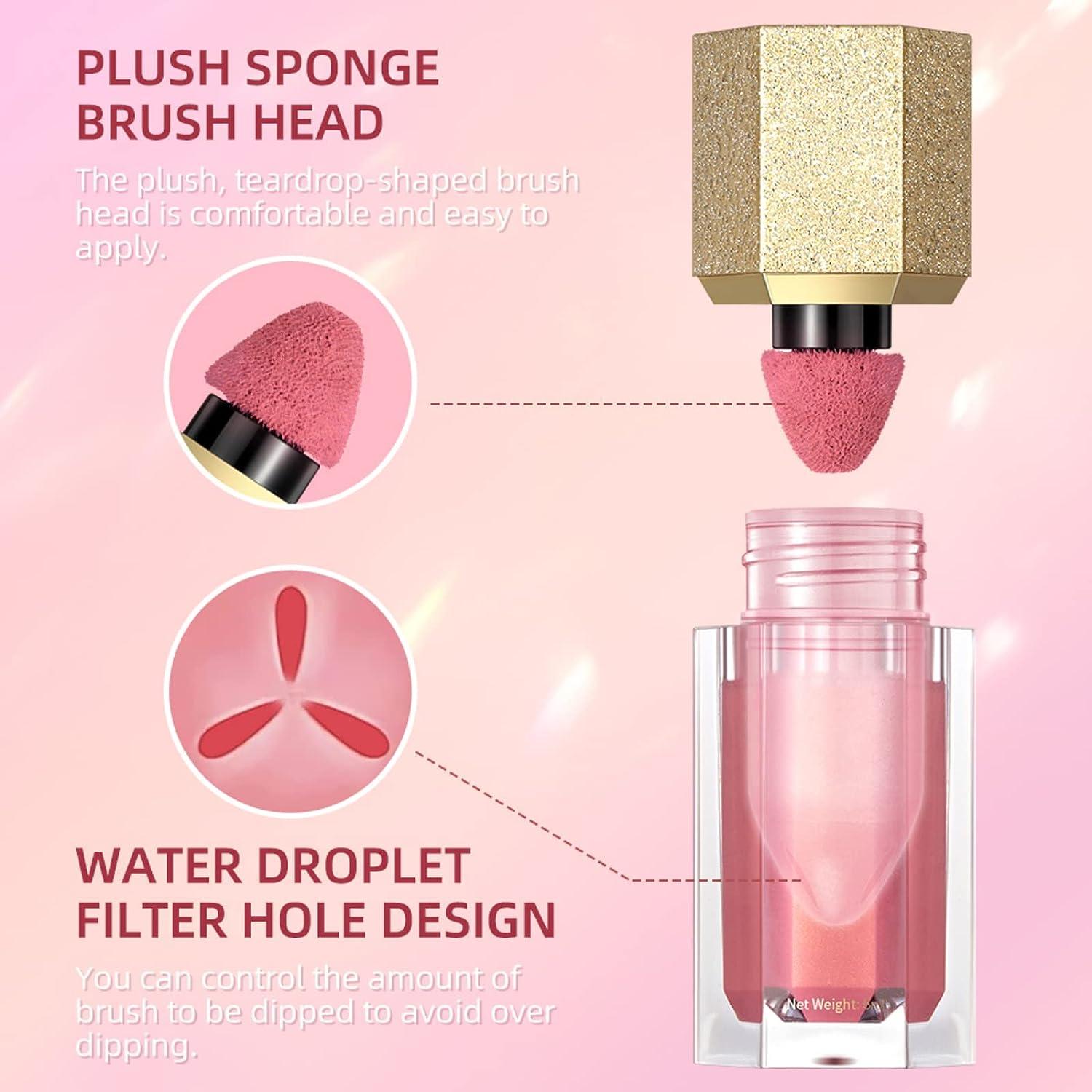 Rosarden Shimmer Pink Liquid Blush Stick with Built-in Puff - Long ...