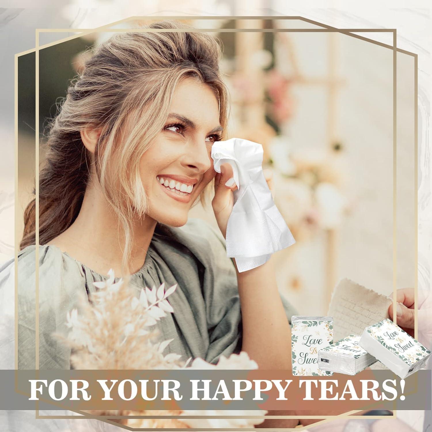 100 Pack Wedding Facial Tissues Love is Sweet Individual Pocket Tissue ...