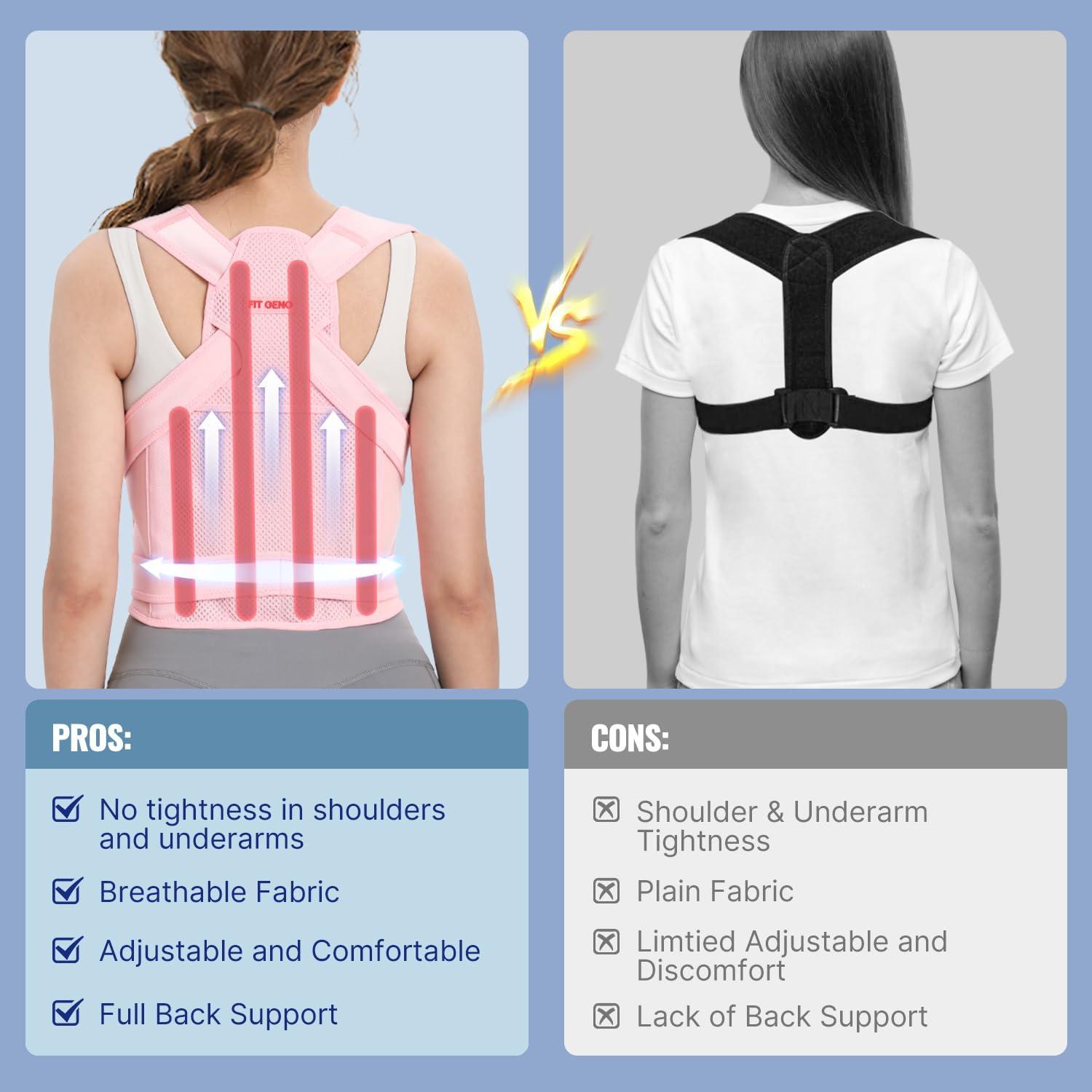 Fit Geno Back Brace Posture Corrector for Women - Adjustable Full Back ...