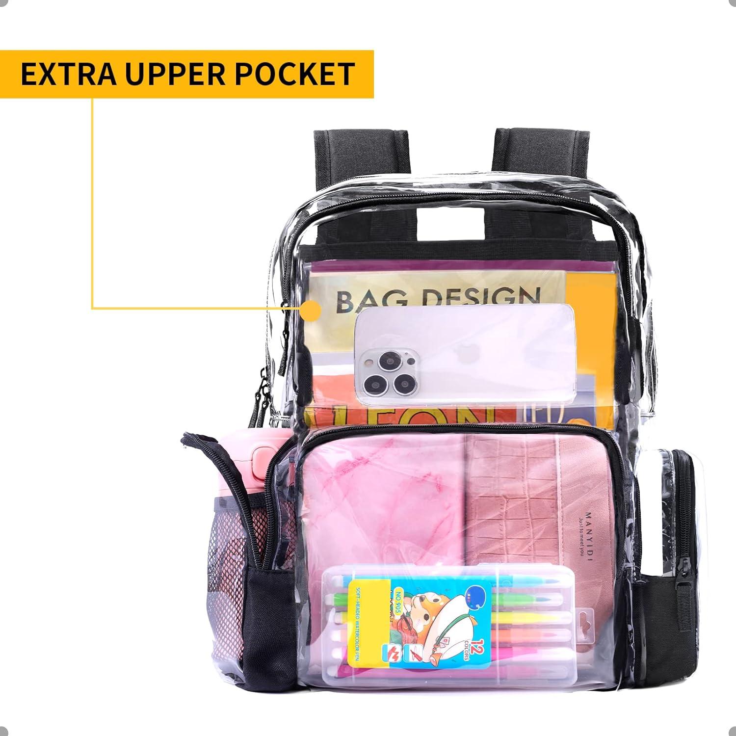 Vorspack Clear Backpack - Transparent & Reinforced Bottom with Multi-Pockets - Black | Buy Now ...