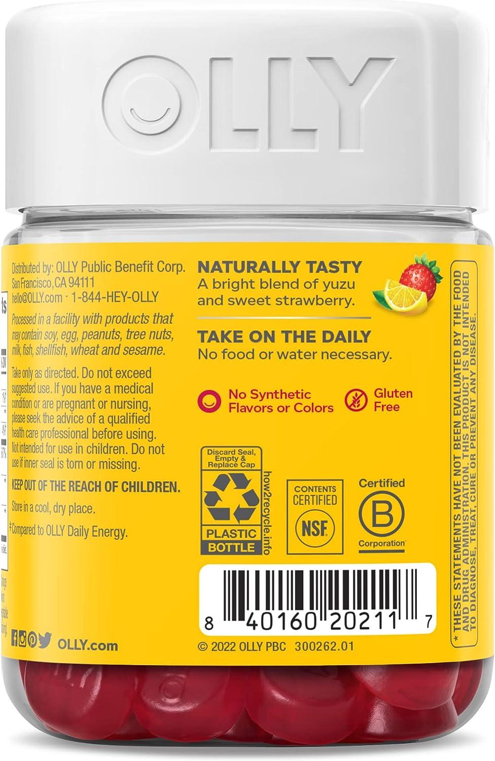 OLLY Extra Strength Energy Gummies | Caffeine Free | Vitamin B12 & CoQ10 | Goji Berry | 60 Count ...