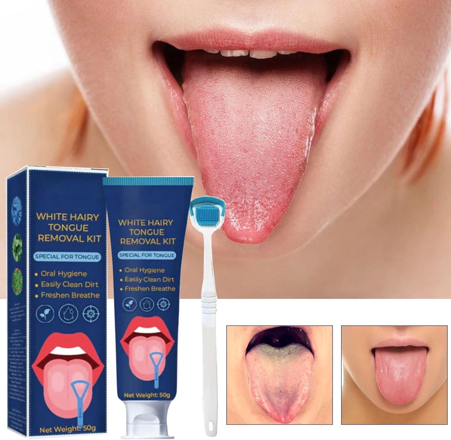 LYINUR Tongue Cleaner Gel with Tongue Brush - Fresh Mint Tongue Cleaner ...