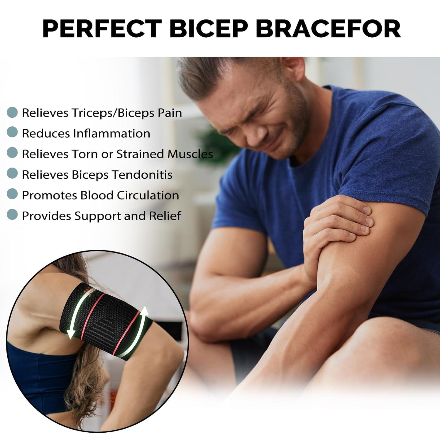 Bicep Tendonitis Brace & Compression Sleeve for Pain Relief & Recovery ...