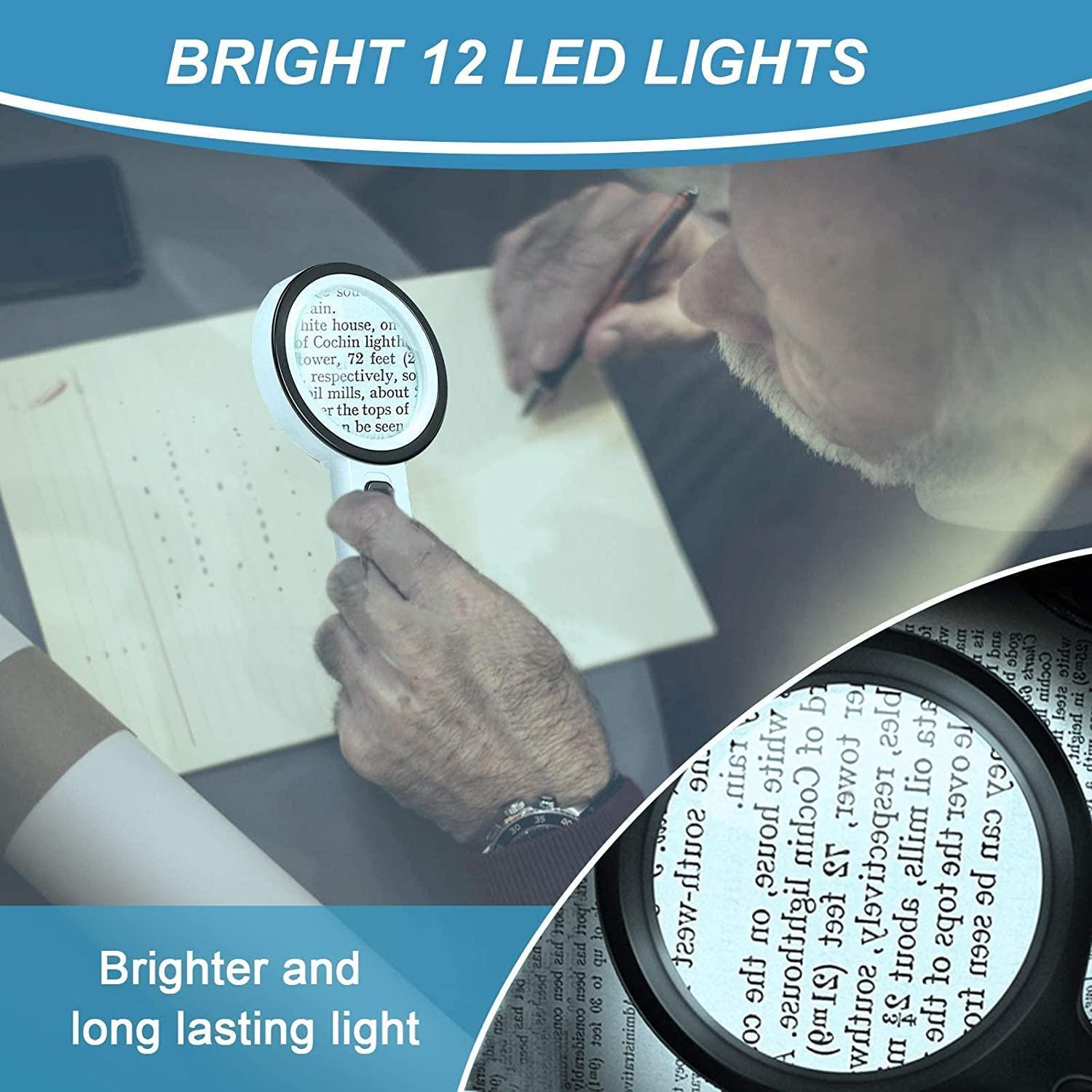 30X Handheld Illuminated Magnifying Glass with 12 LED Lights - Ideal ...