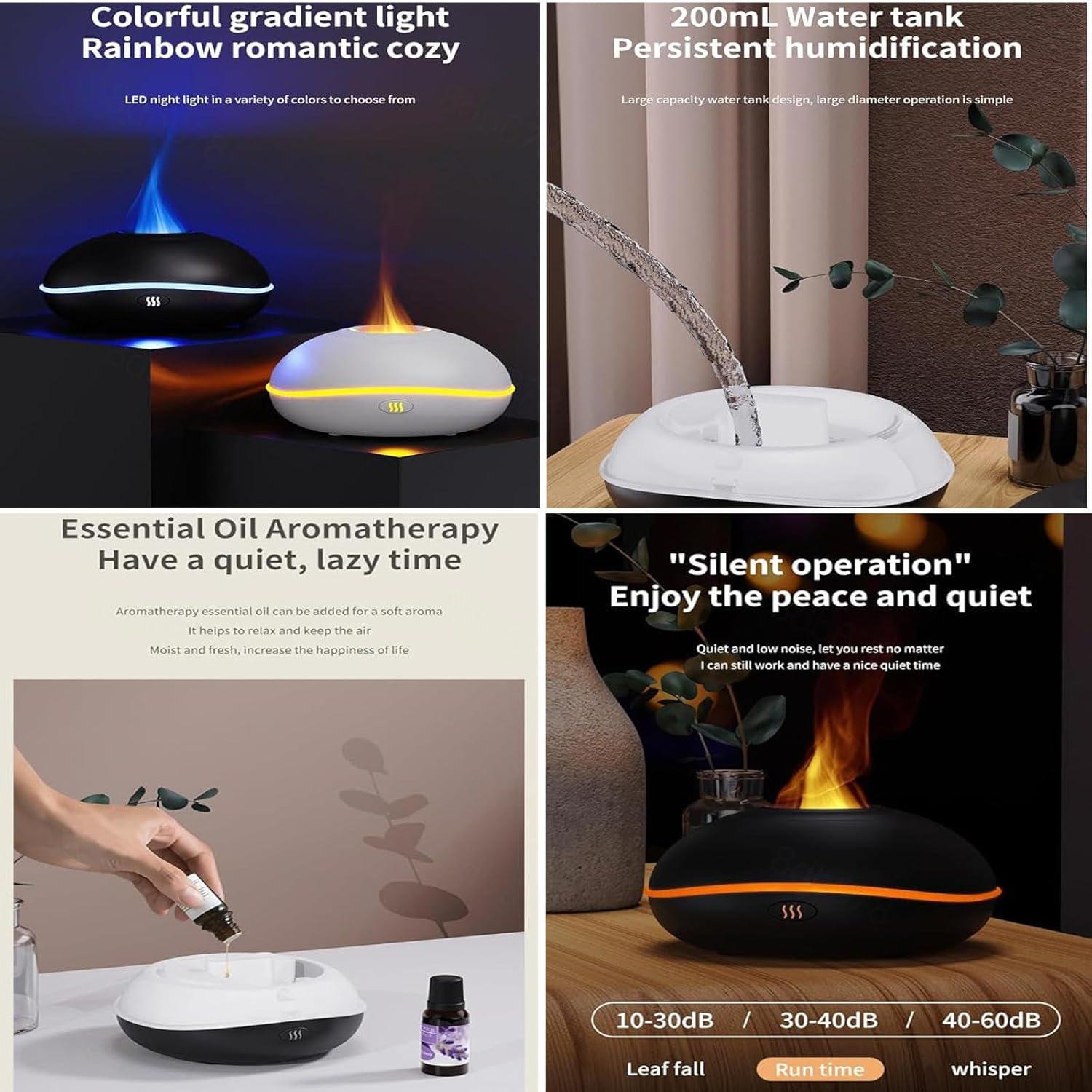 Flames Diffuser with 7 Colors & Wood Grain - 200ml Silent Air Freshener ...