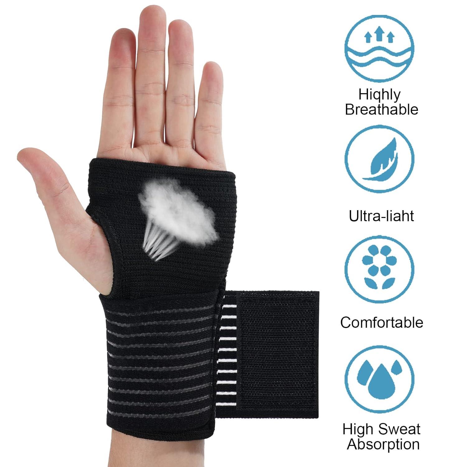 ACWOO Wrist Brace 2 Pack Elastic Wrist Support with Strap Adjustable ...