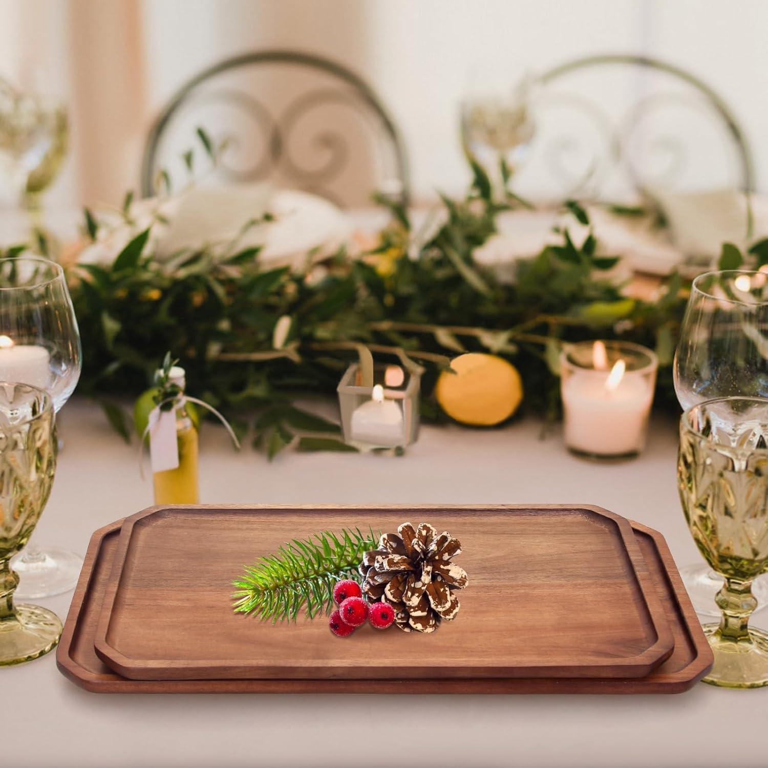 Acacia Wood Serving Panels - 40.6 cm & 35.6 cm Decorative Plates for ...