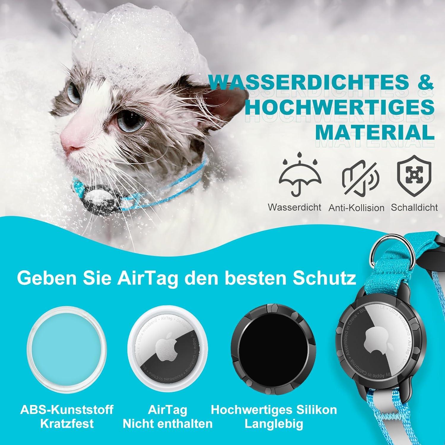Airtag Cat Neck Band - Waterproof Reflective Collar for Cats & Small ...
