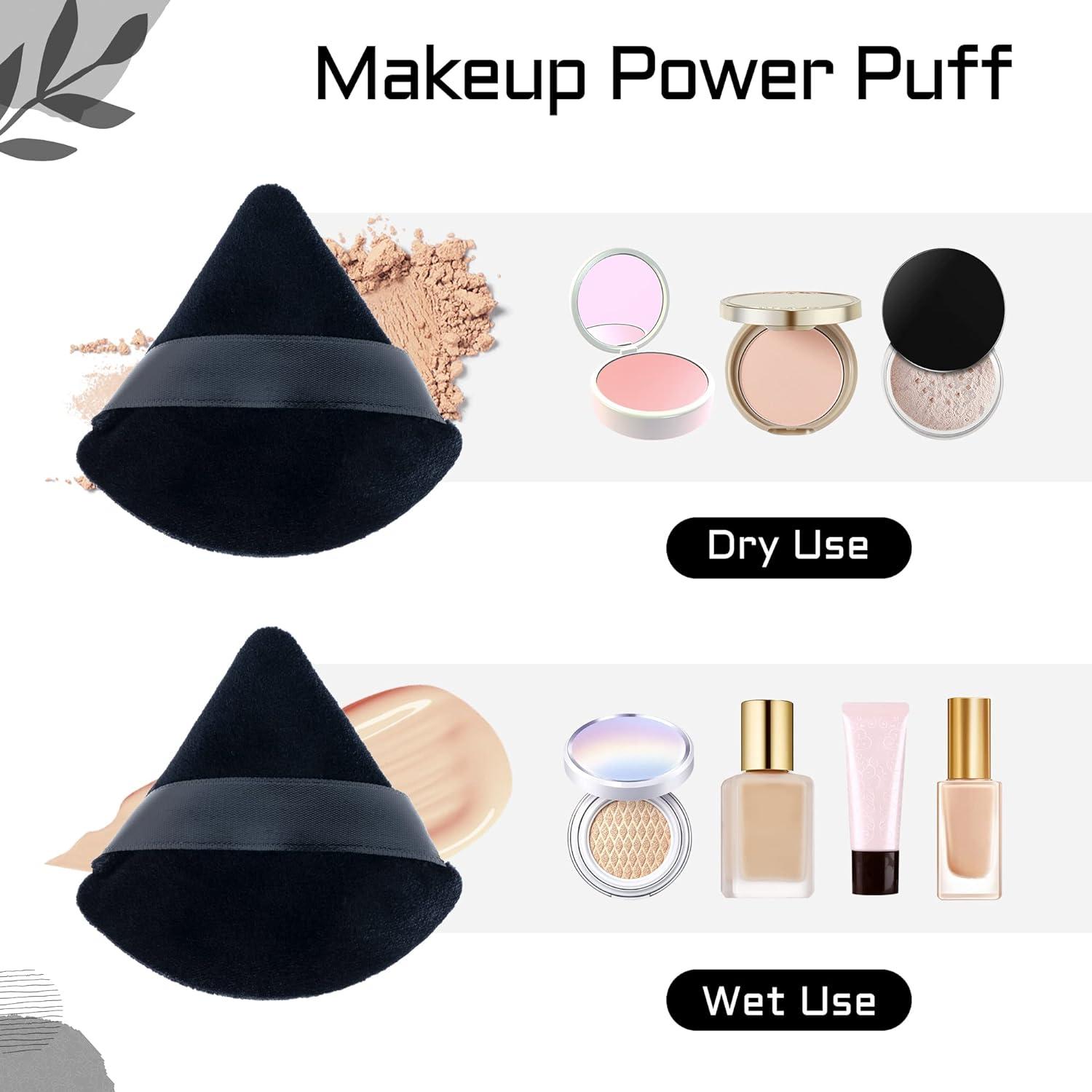 Soft Makeup Triangle Powder Puffs - 2 Pack Black Velour Puff for ...