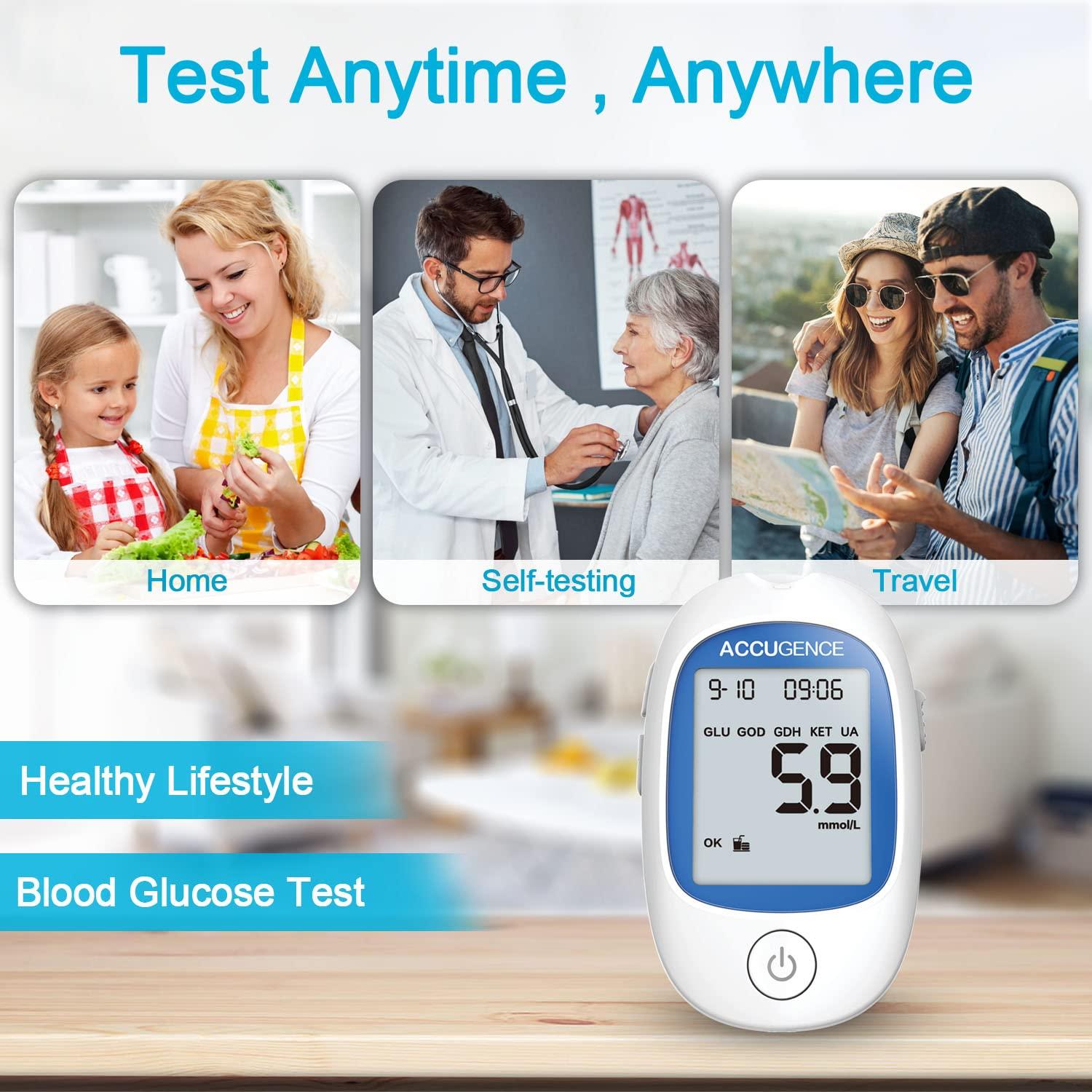 ACCUGENCE Home Blood Sugar Testing Kit - 3in1 Glucose Meter, 50 Strips ...