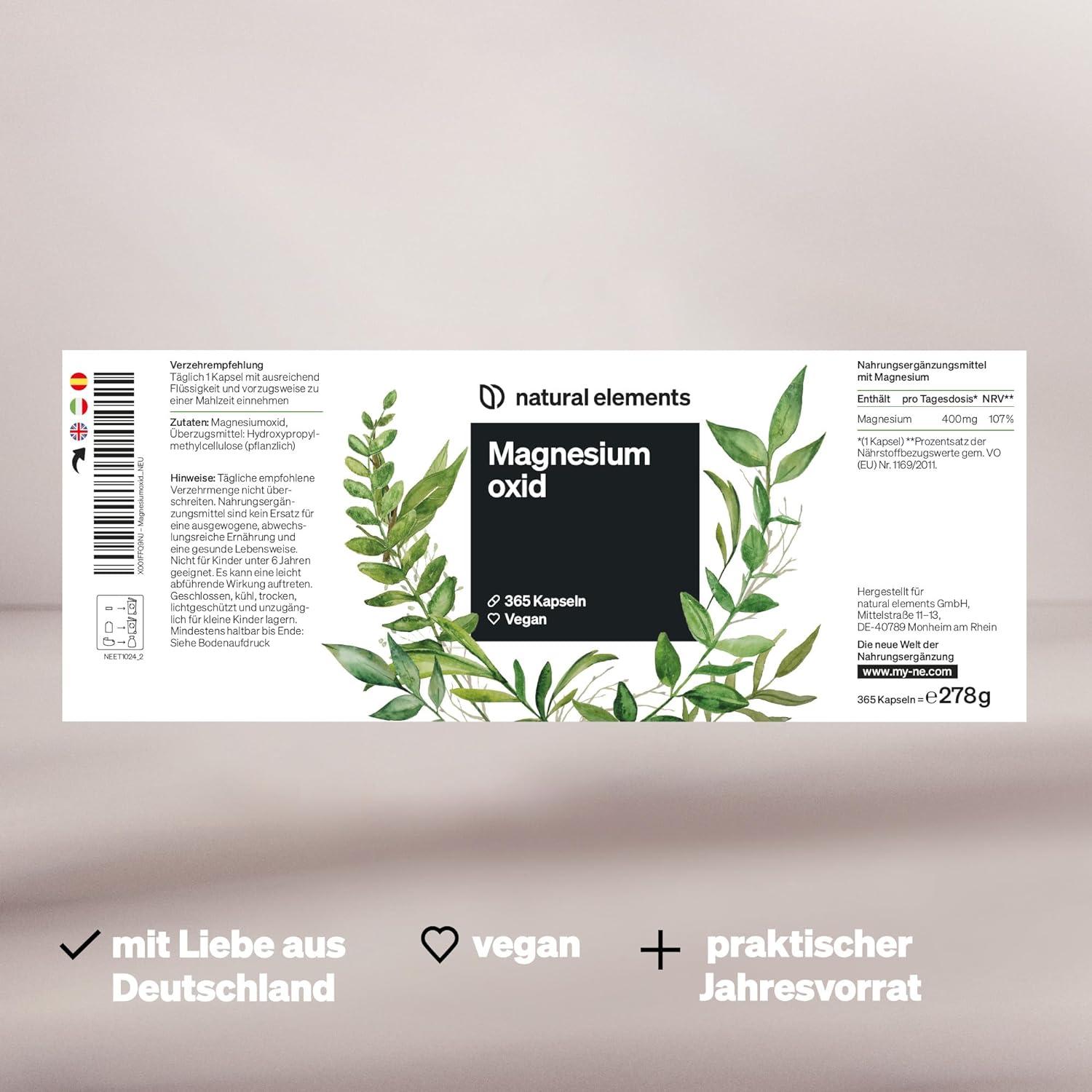 Buy Magnesium Oxide 667mg - 365 Vegan Capsules with 400mg Elemental ...