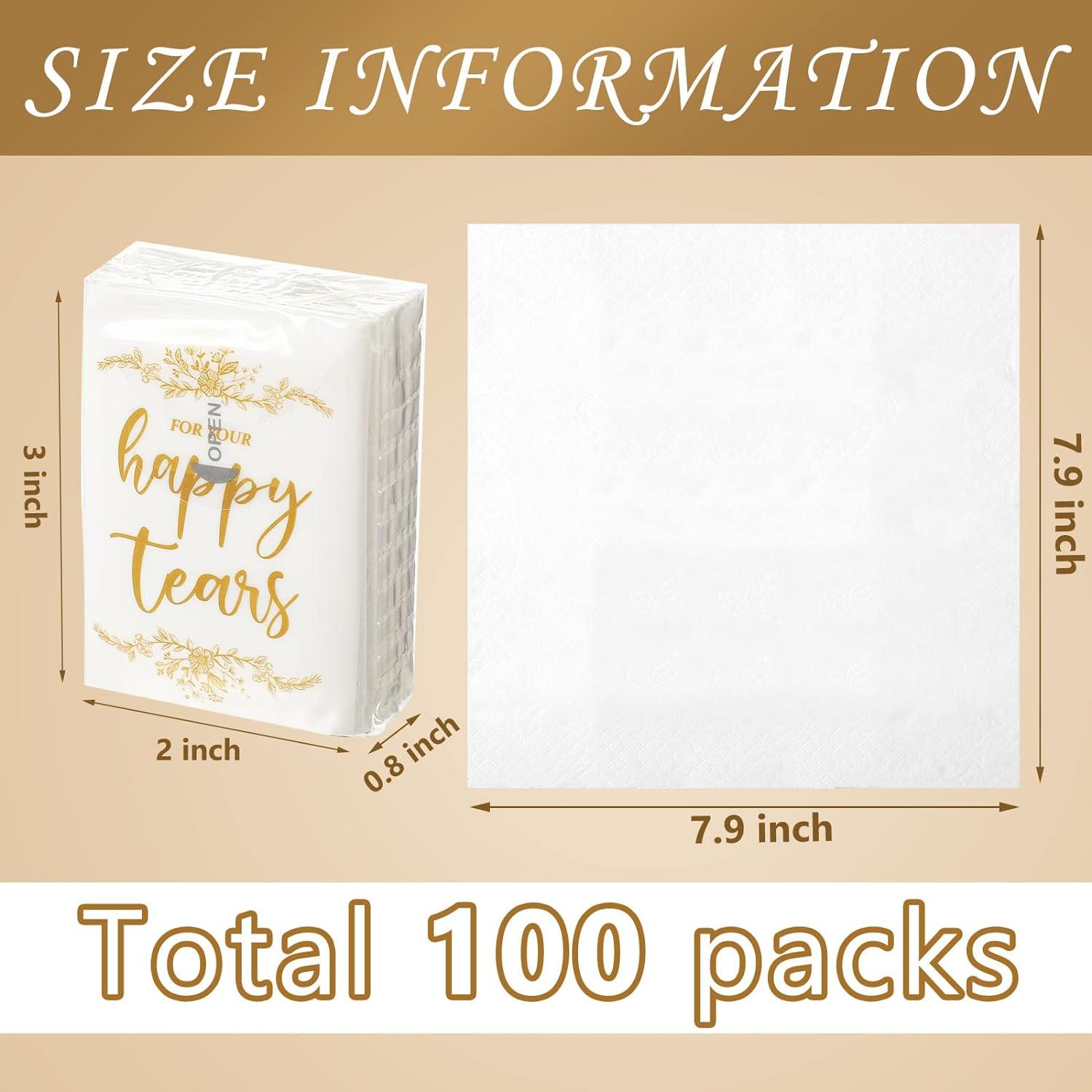 100 Pack Wedding Tissues for Guests - Pocket Size 3 Ply Travel Tissues ...