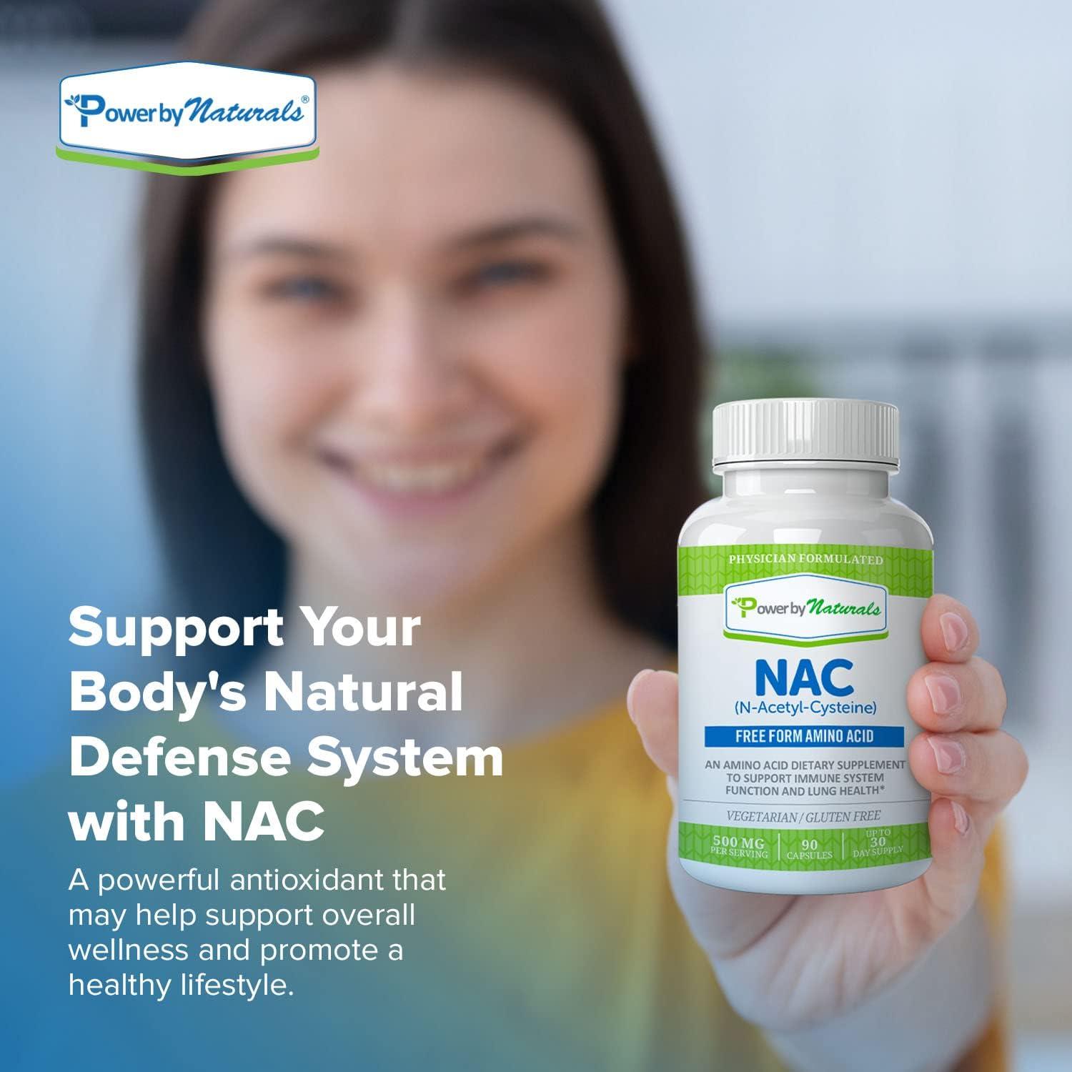 Power By Naturals NAC Supplement - 1000mg N-Acetyl Cysteine for Liver and Lung Support - 90ct ...
