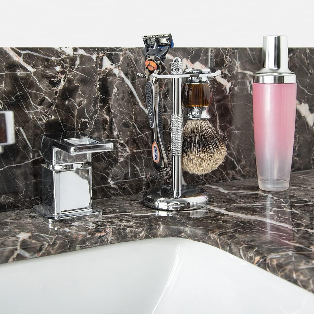 Linkidea Deluxe Stainless Steel Razor and Brush Stand Holder - Bathroom ...