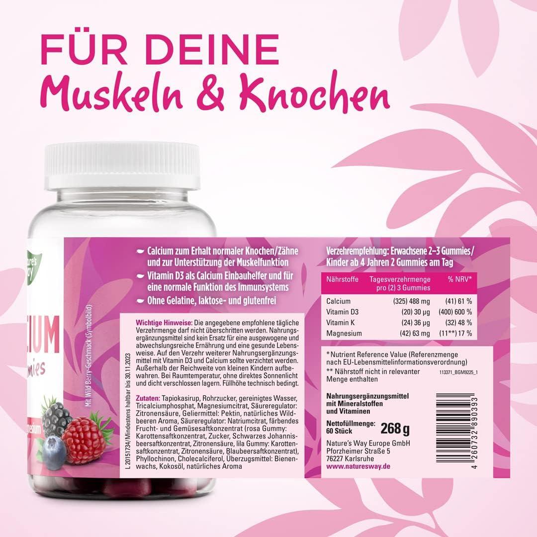 Calcium Gummy Bears for Strong Bones & Teeth | 488mg Calcium Vitamin D3 ...