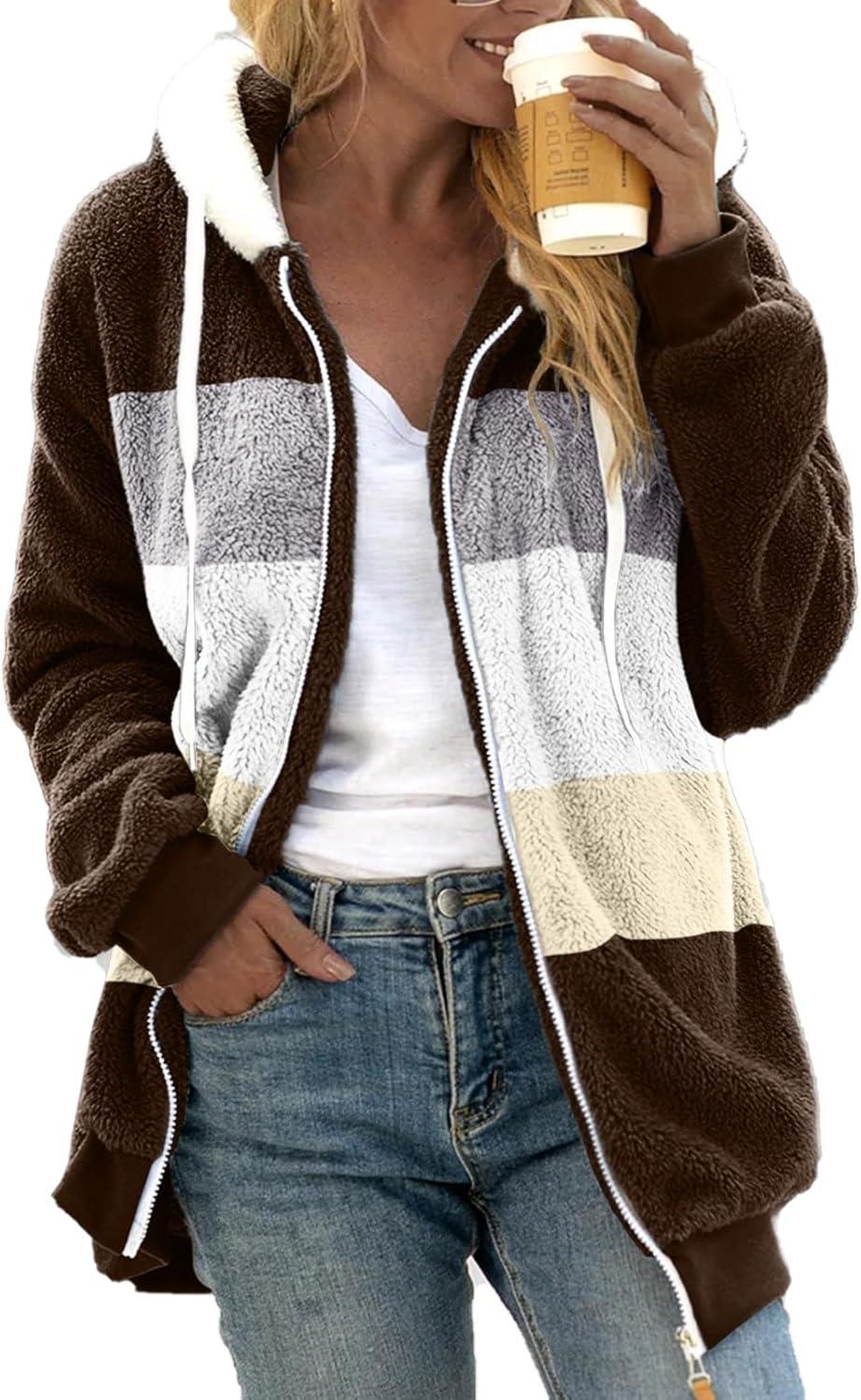Hanxiulin Women's Oversized Fleece Jacket - Plush Cuddly Winter Hoodie ...