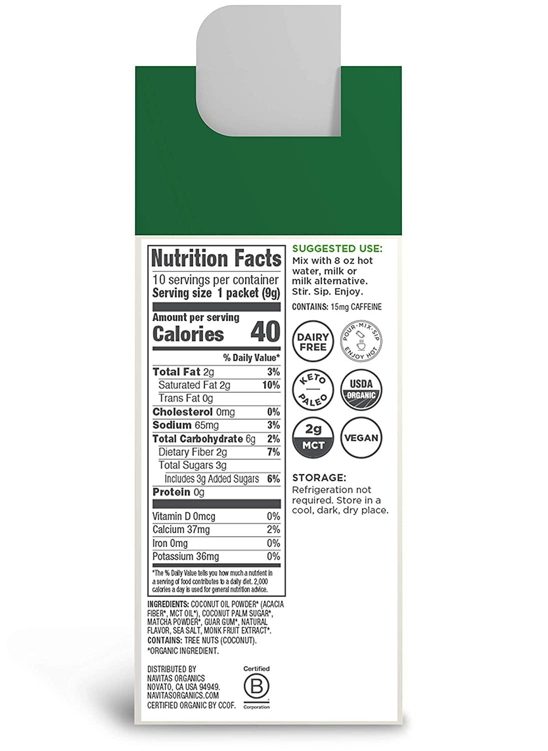 Navitas Organics Matcha Latte â€“ Organic, Non-GMO, Dairy-Free, 10 ...