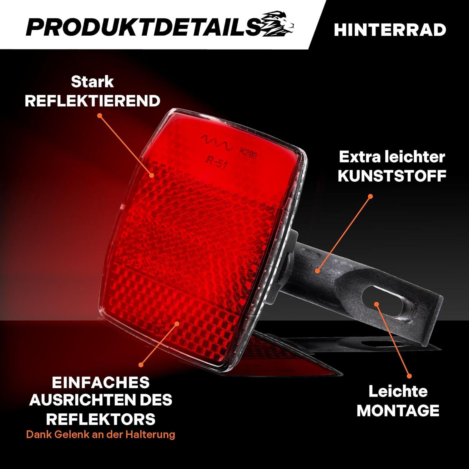 Loevelosi Bicycle Rear Wheel Reflector - Cat Eye Red Lamp with STVZO ...