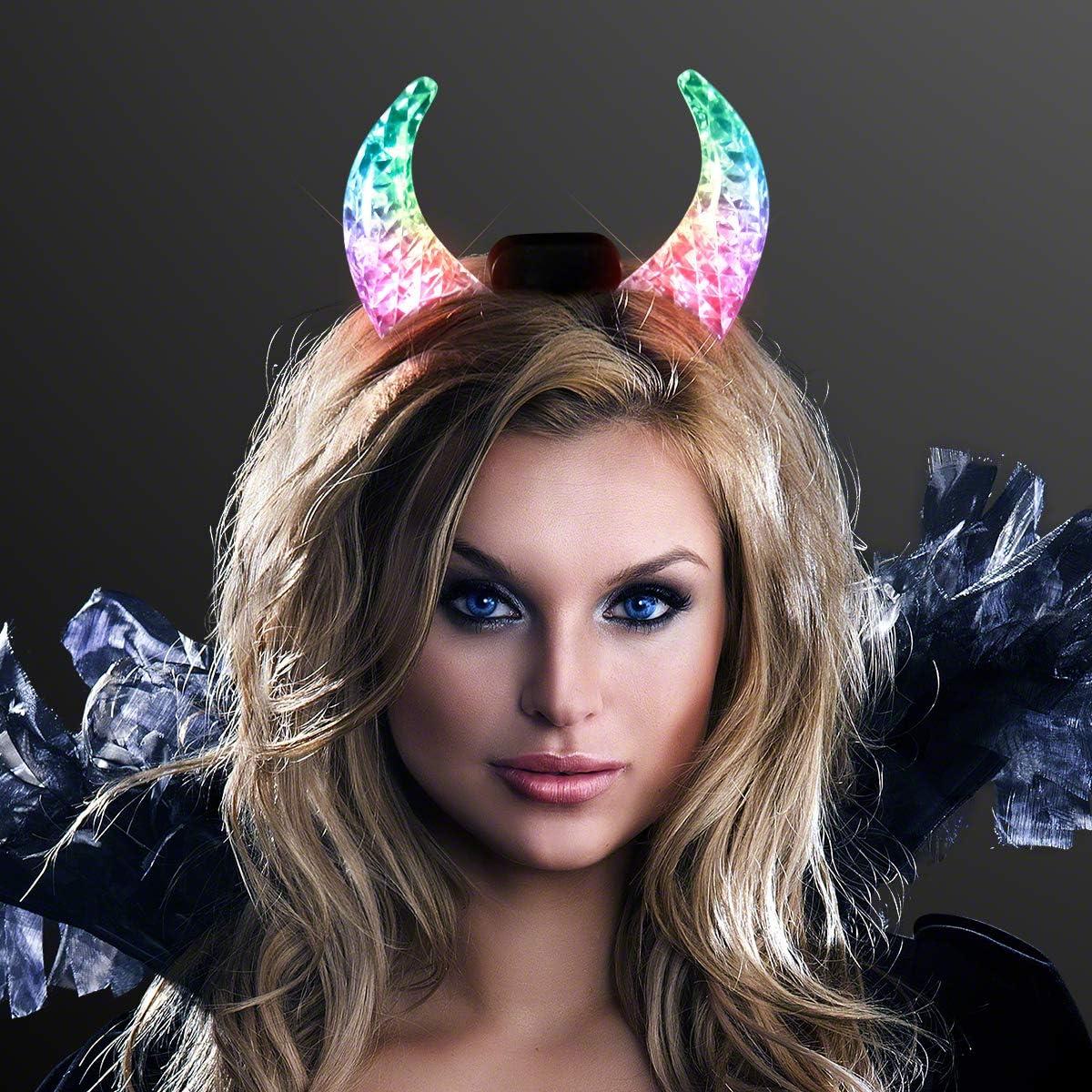 Color Change LED Devil Horn Headband - Light Up Halloween Costume ...