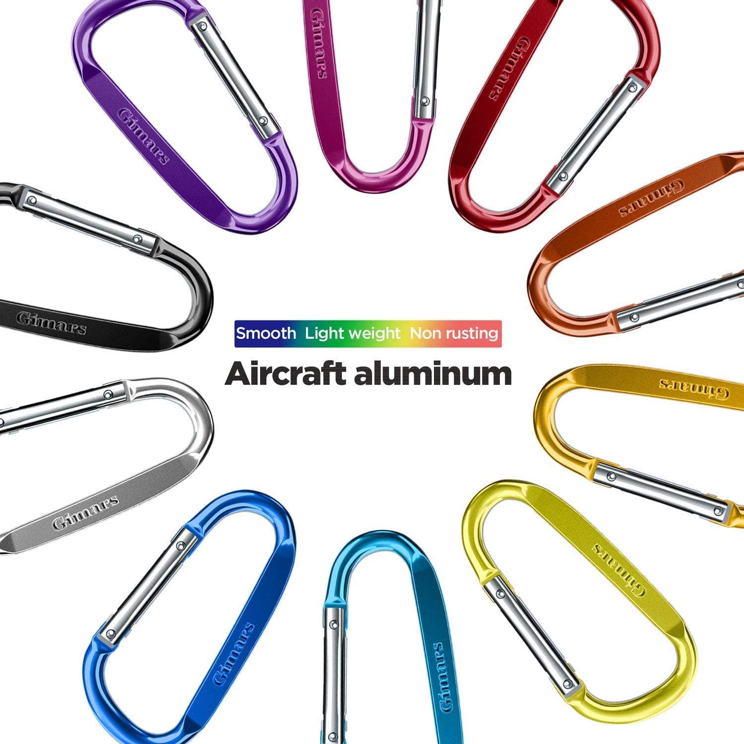 Gimars 3 10 Pcs Strong D-Ring Aluminum Carabiner Clips for Camping ...