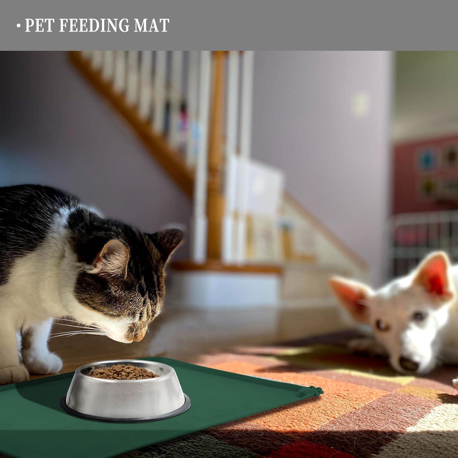 Reopet Silicone Pet Feed Mat - Waterproof Dog & Cat Mat with Elevated ...