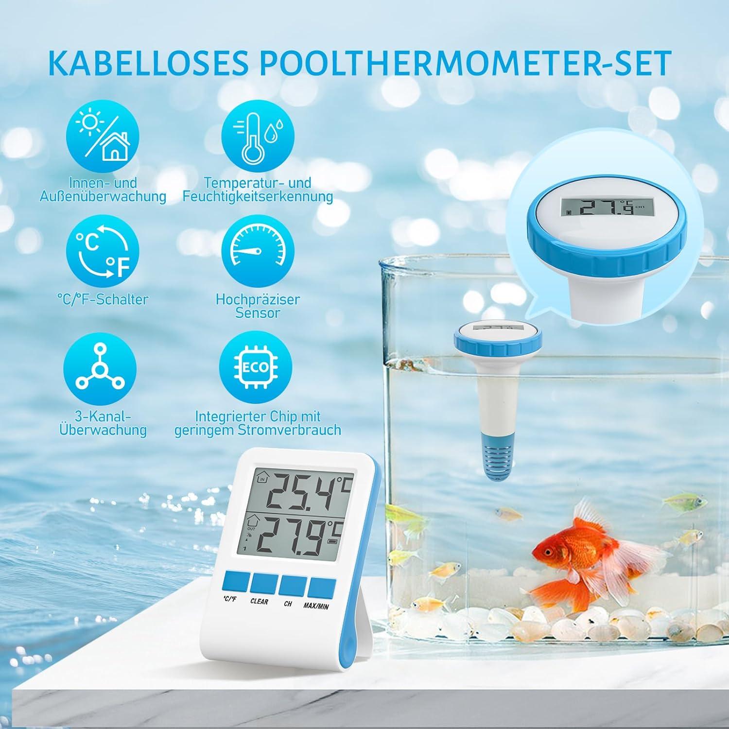 Buy Digital Pool & Pond Thermometer with LCD Radio Receiver - IPX8 ...