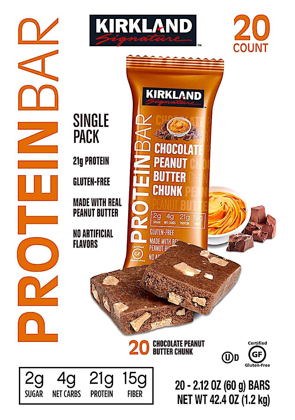 Kirkland Signature Protein Bars Chocolate Peanut Butter Chunk 2.12 oz ...