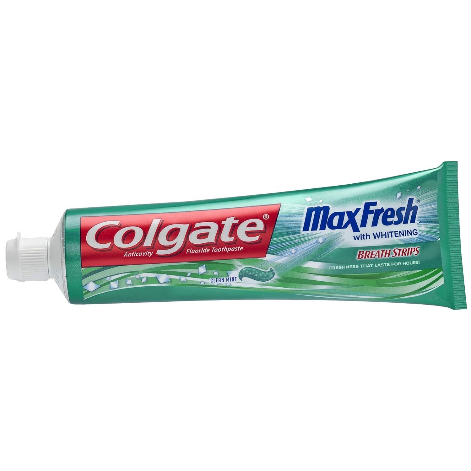 Colgate Max Fresh Whitening Toothpaste with Mini Breath Strips - 6oz (2 ...