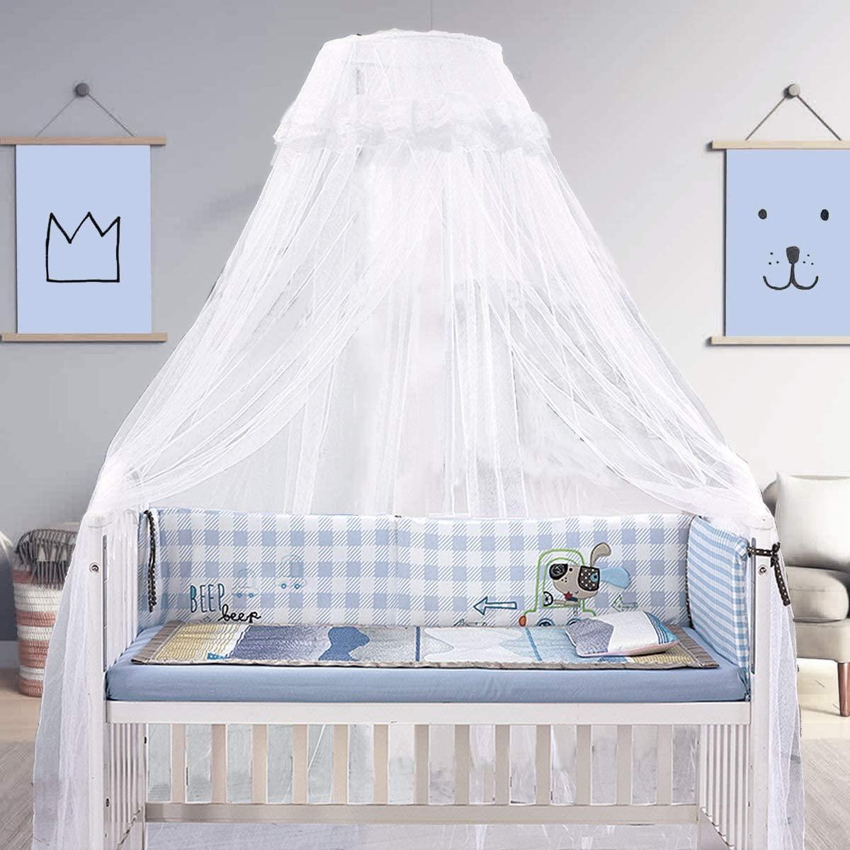 JOYLIFE Baby Toddler Bed Crib Dome Canopy Netting - White | Protects ...