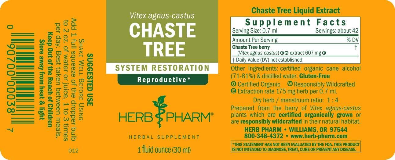 Herb Pharm Chaste Tree Liquid Extract - Female Reproductive Support - 1 ...