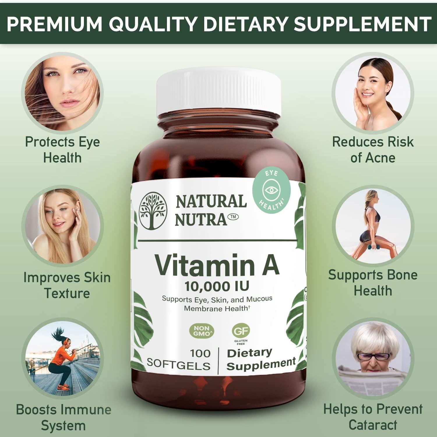 Natural Nutra Vitamin A 10,000 IU Retinol Palmitate Supplement from Cod ...