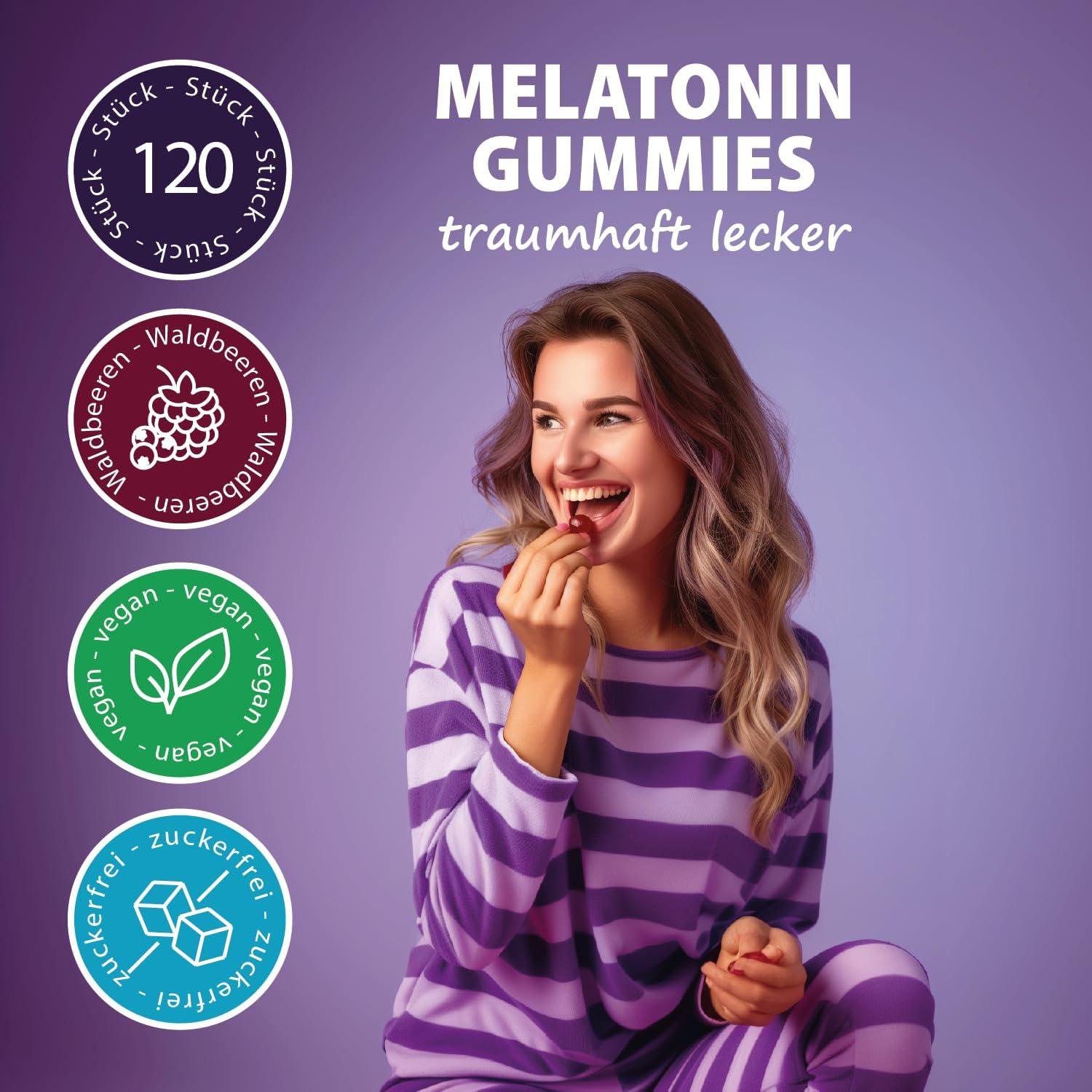 Gumamin Sleep Melatonin Gummies - 120 Vegan Sugar-Free Gummy Bears ...