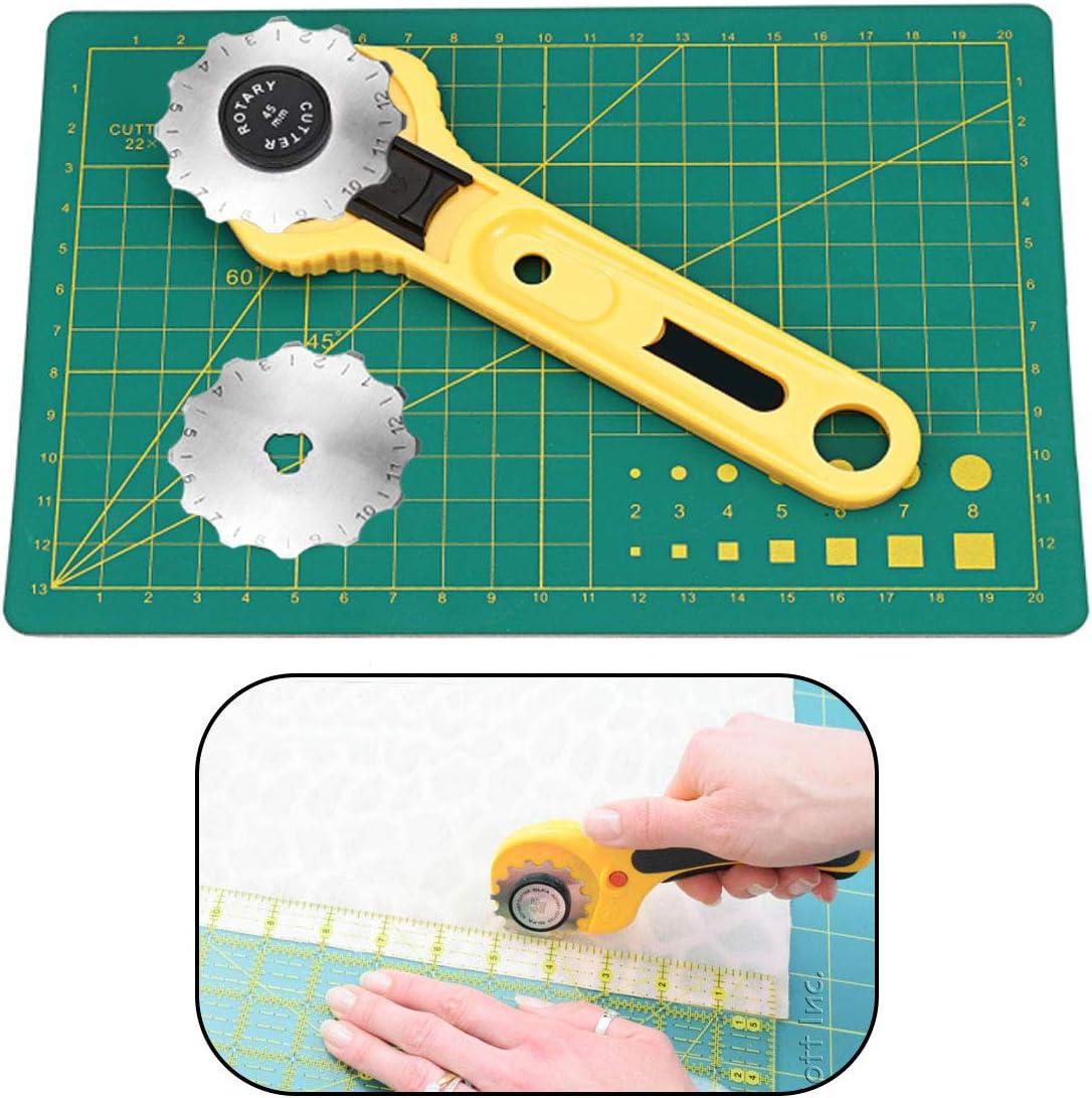 Abuff 45mm Serrated Rotary Cutter Blades Set - 10 Pcs with Storage Case ...
