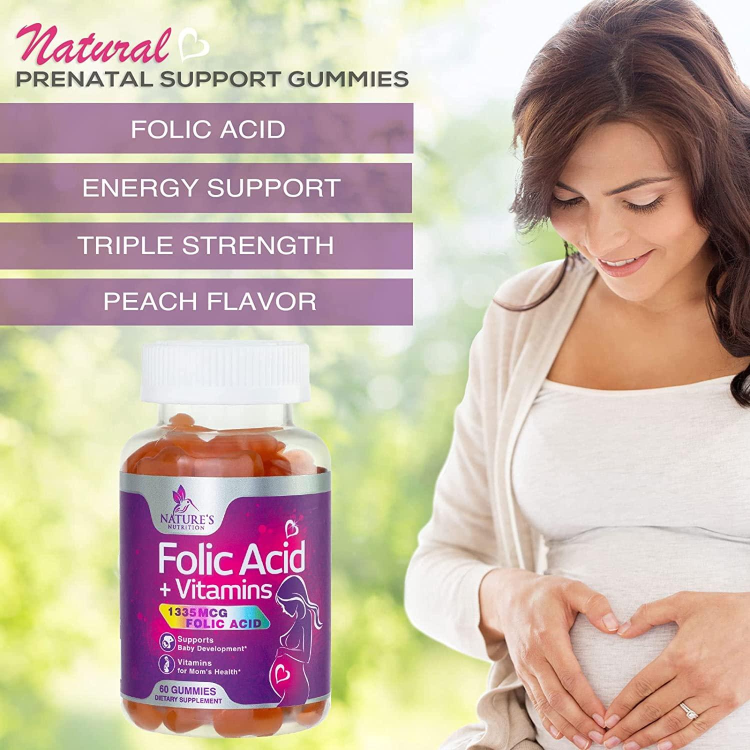 Extra Strength Prenatal Folic Acid Gummies for Women - Chewable Folate ...