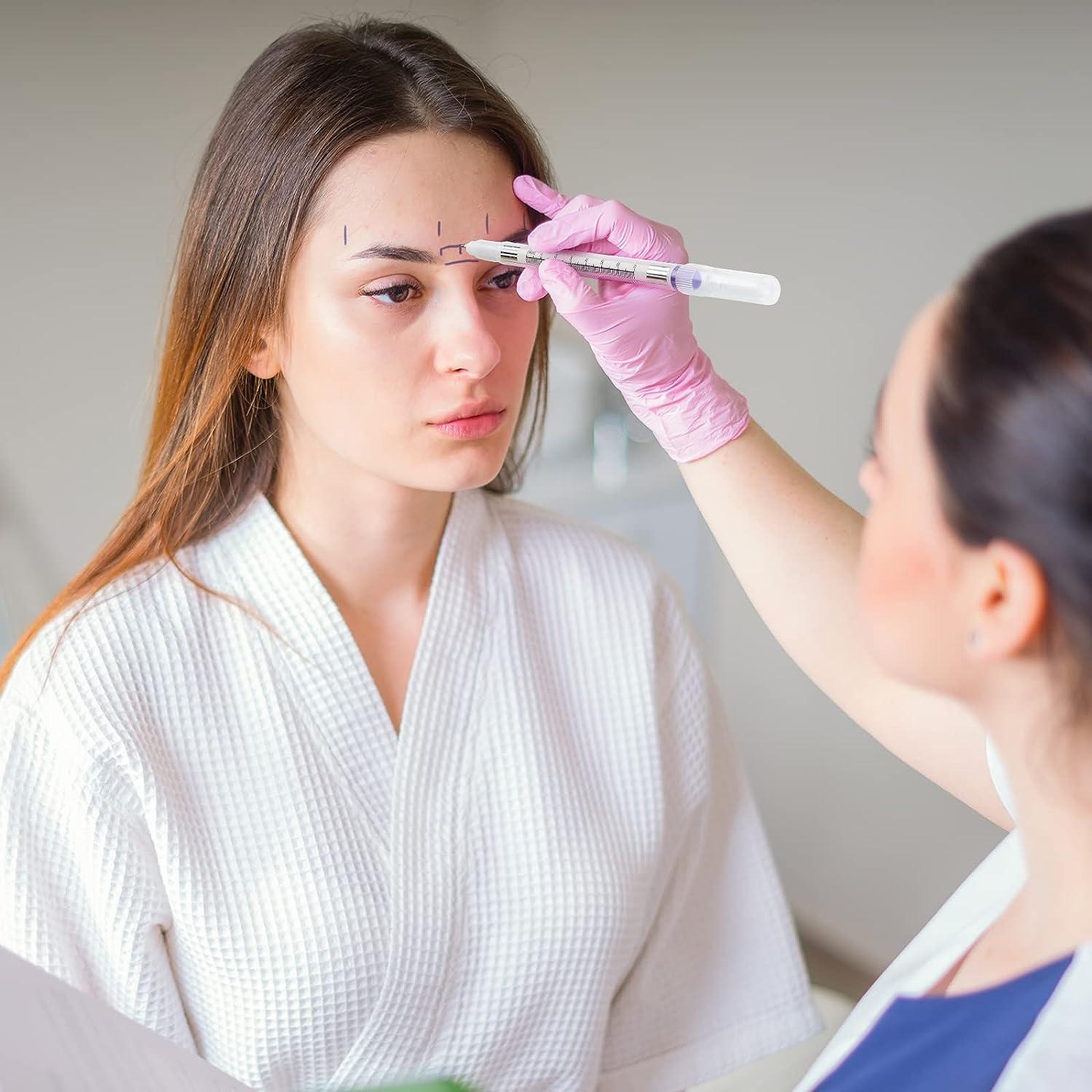 10 Pcs Eyebrow Tools Set: 2 Measuring Rulers, 4 Microblading Skin Marker Pens, 4 Paper Rulers ...