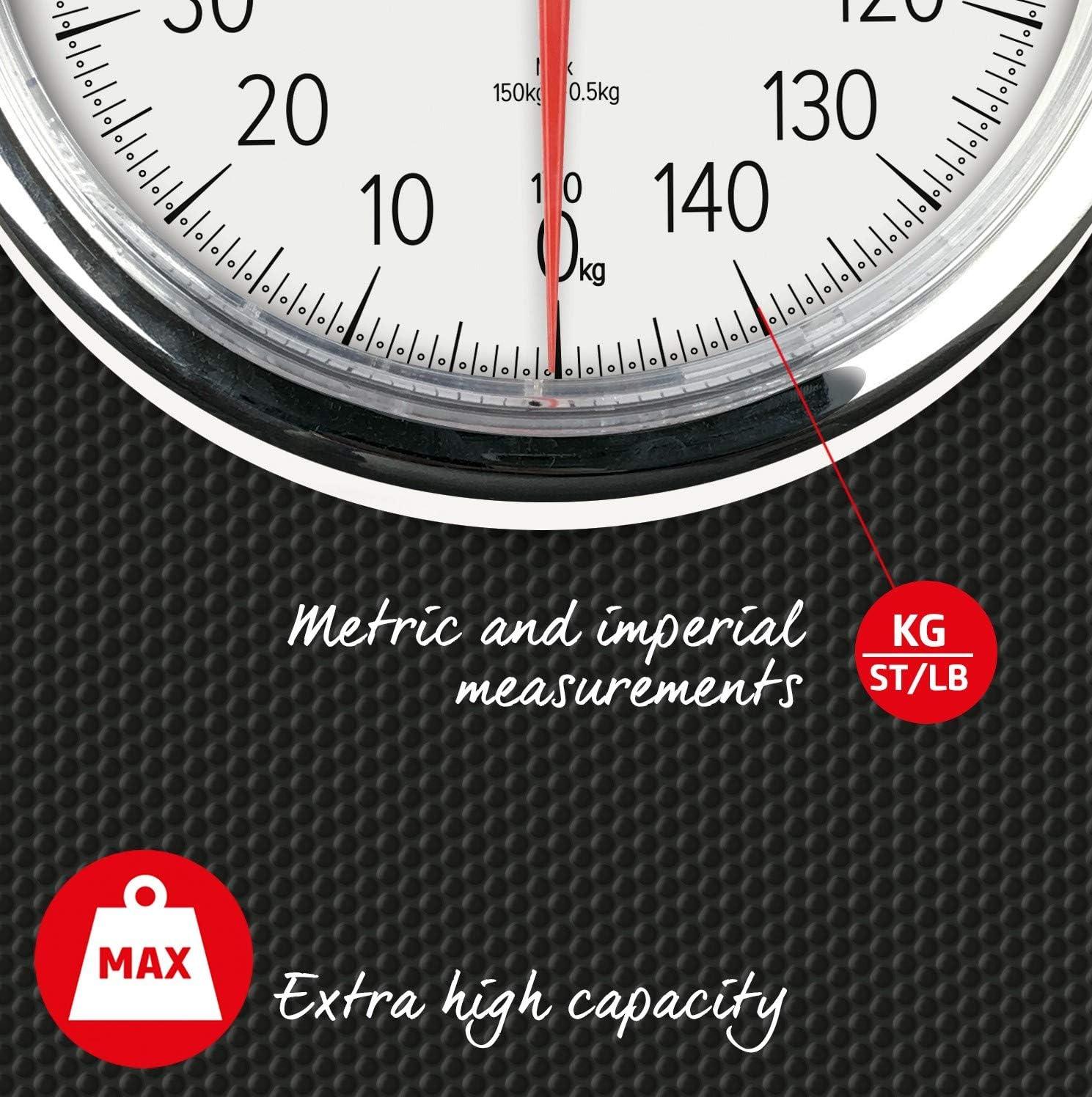 Salter 195 WHKR Doctor Style Mechanical Bathroom Scale - 150 kg Capacity - Large Platform & Dial ...