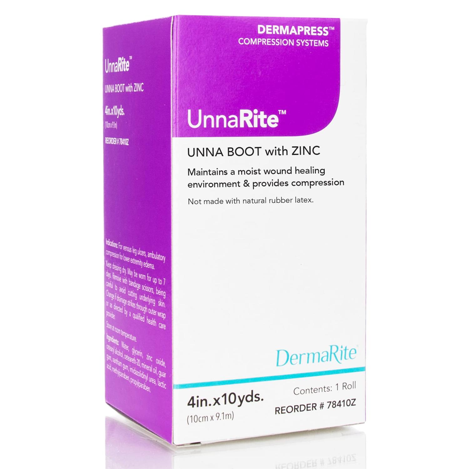 UnnaRite 4x10 Zinc Oxide Unna Boot Bandage | Leg Compression Wrap 10 ...
