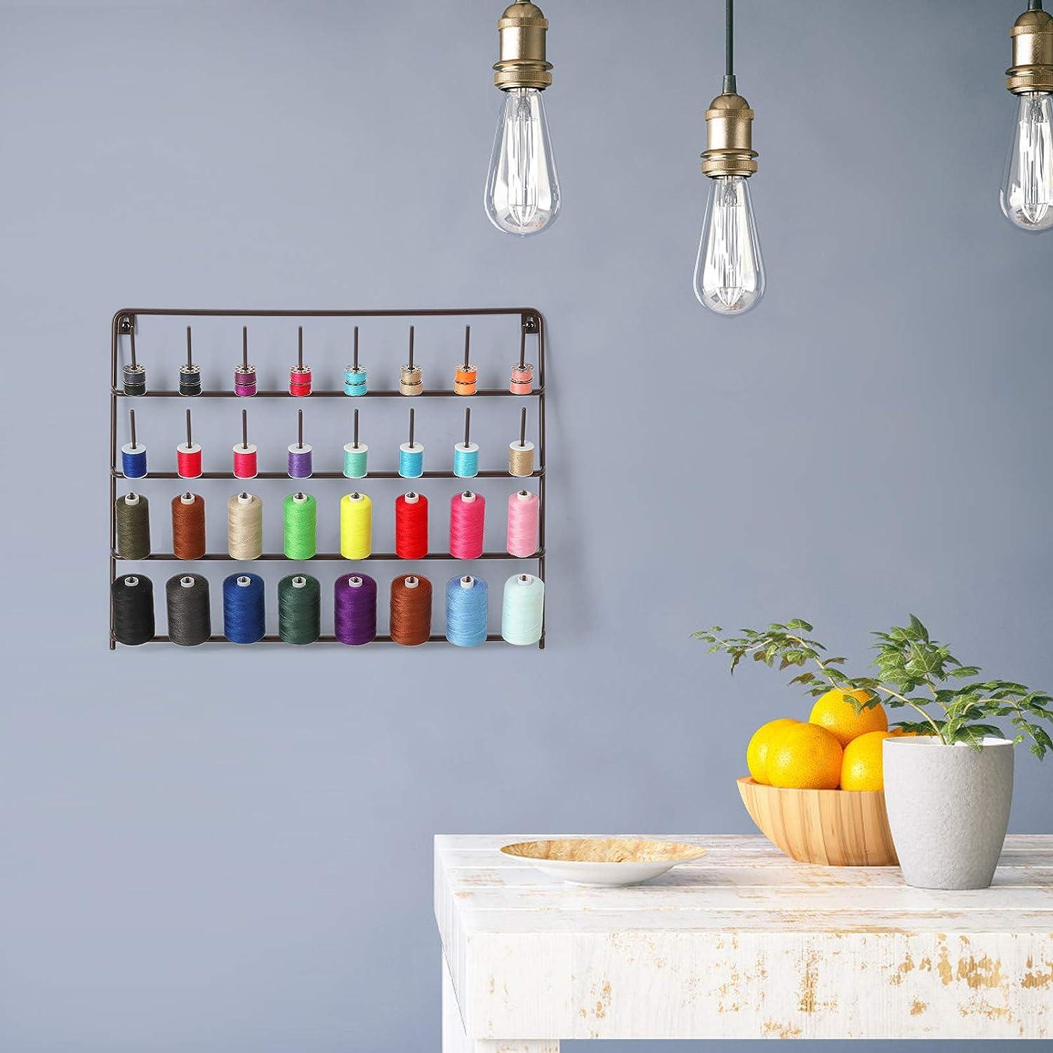 HAITARL 32-Spool Wall-Mounted Metal Sewing Thread Rack | Embroidery ...