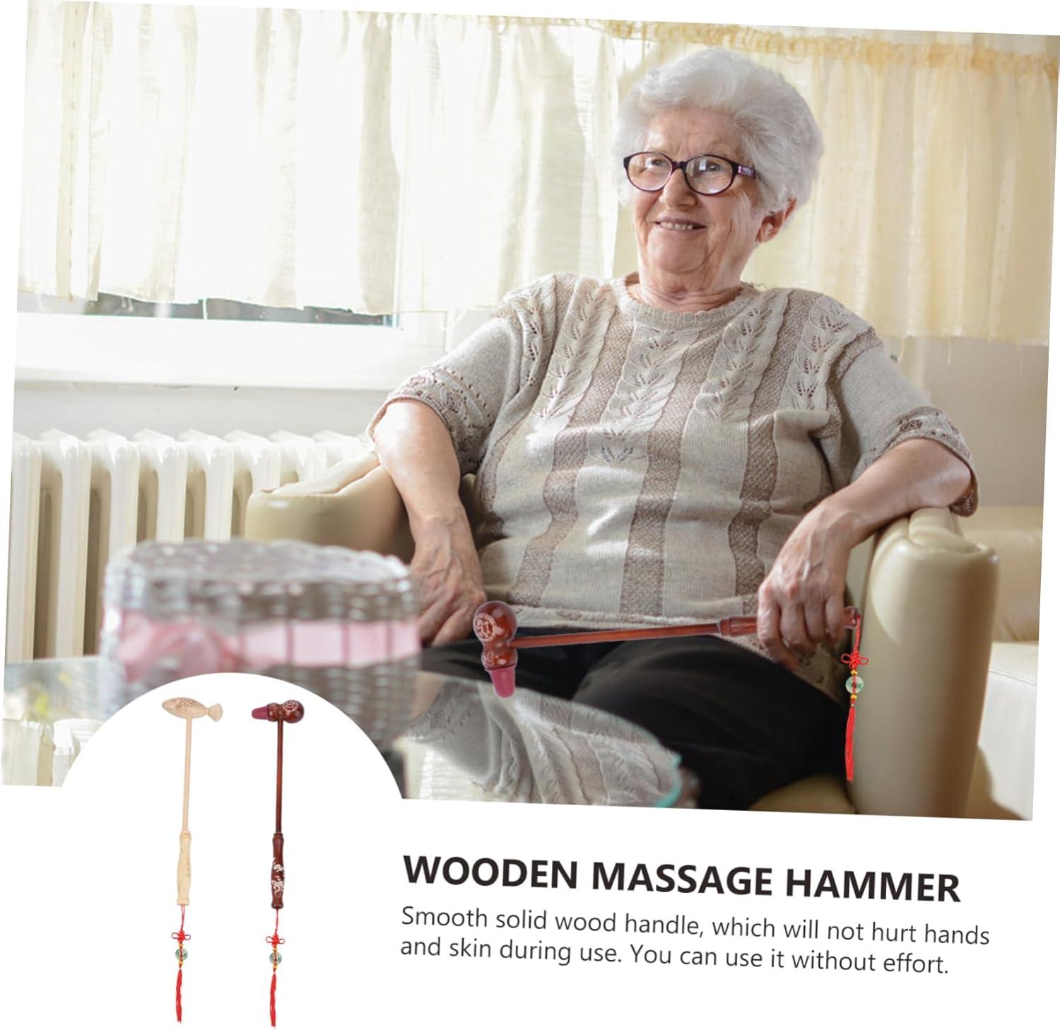 Minkissy 2-Piece Wooden Massage Hammer Set | Full Body Relaxation ...