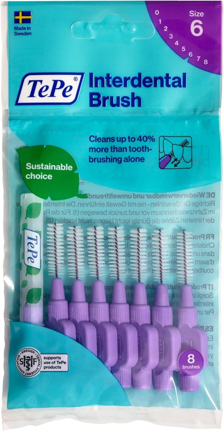 Tepe Interdental Brush Purple ISO Size 6 (1.1mm) - 16 Pack for ...