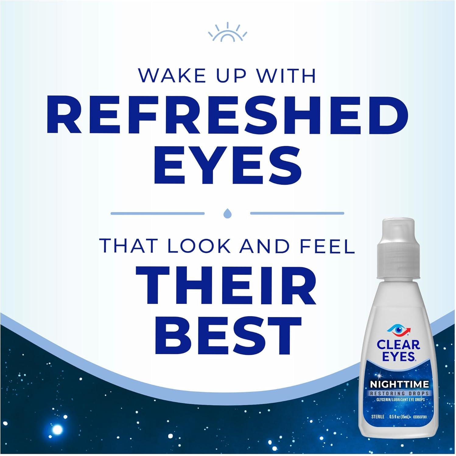 Clear Eyes Nighttime Restoring Eye Drops - 0.5 Fl Oz for Dry Eye Relief ...