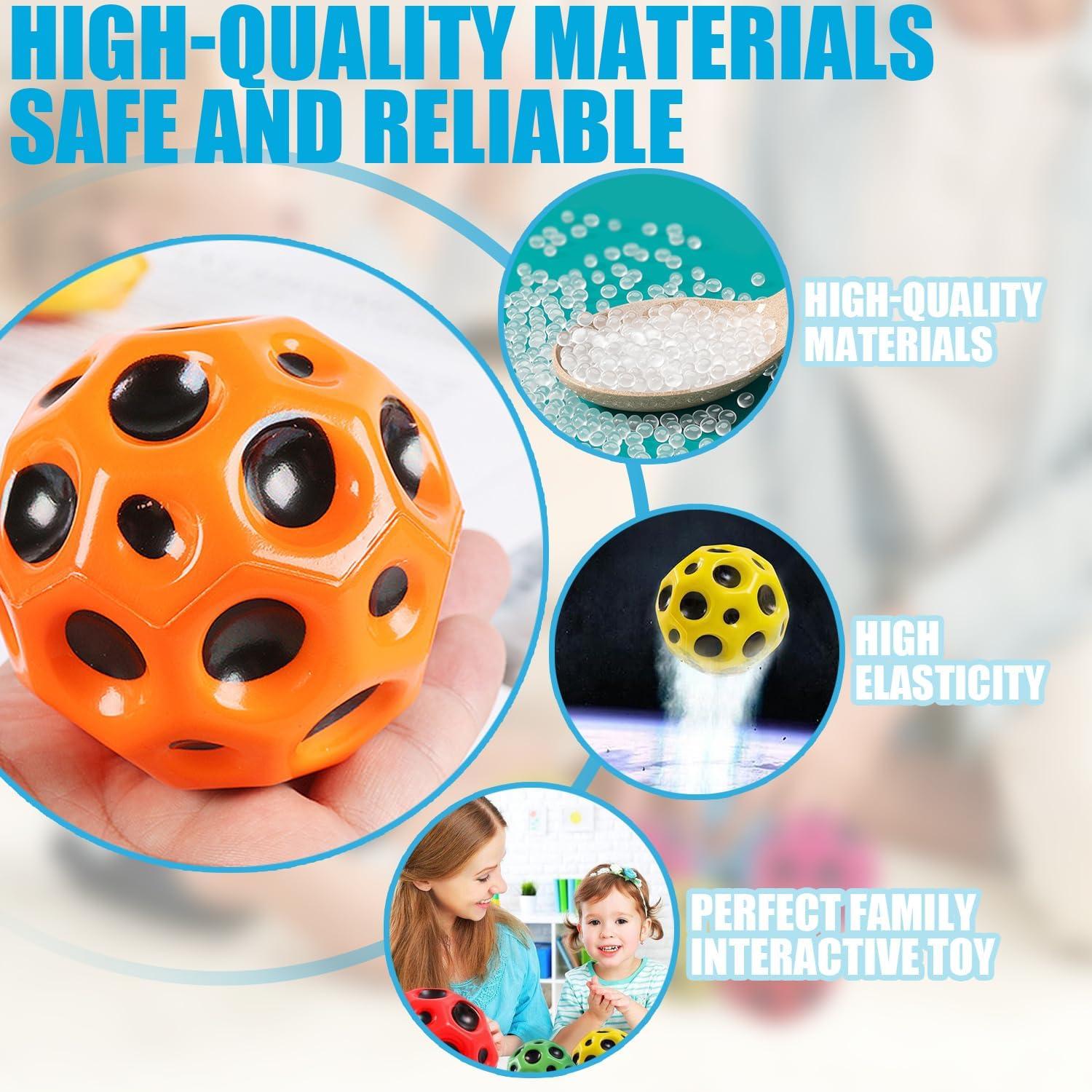 3 Pack Astro Jump Ball | High Bounce Moon Ball | 7 cm Rubber Balls (Red ...