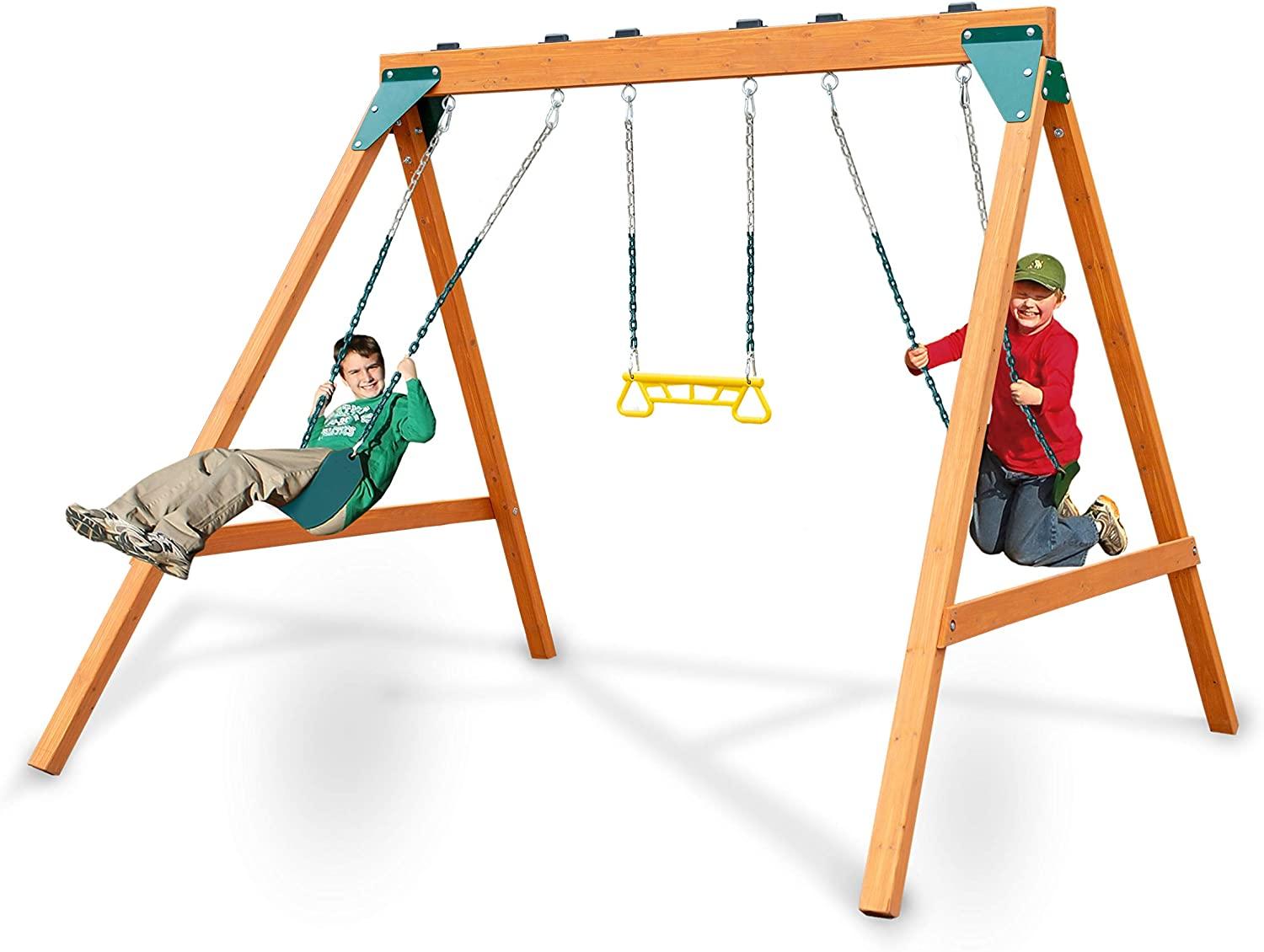 Swing-N-Slide PB 8360 Ranger Wooden Swing Set with Swings - Brown ...
