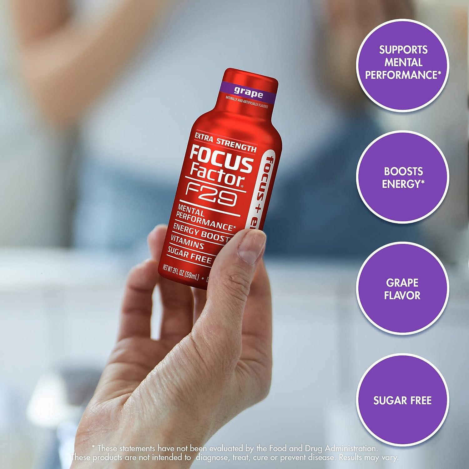 Focus Factor F29 Energy Shot 6-Pack Extra Strength Grape Sugar-Free ...