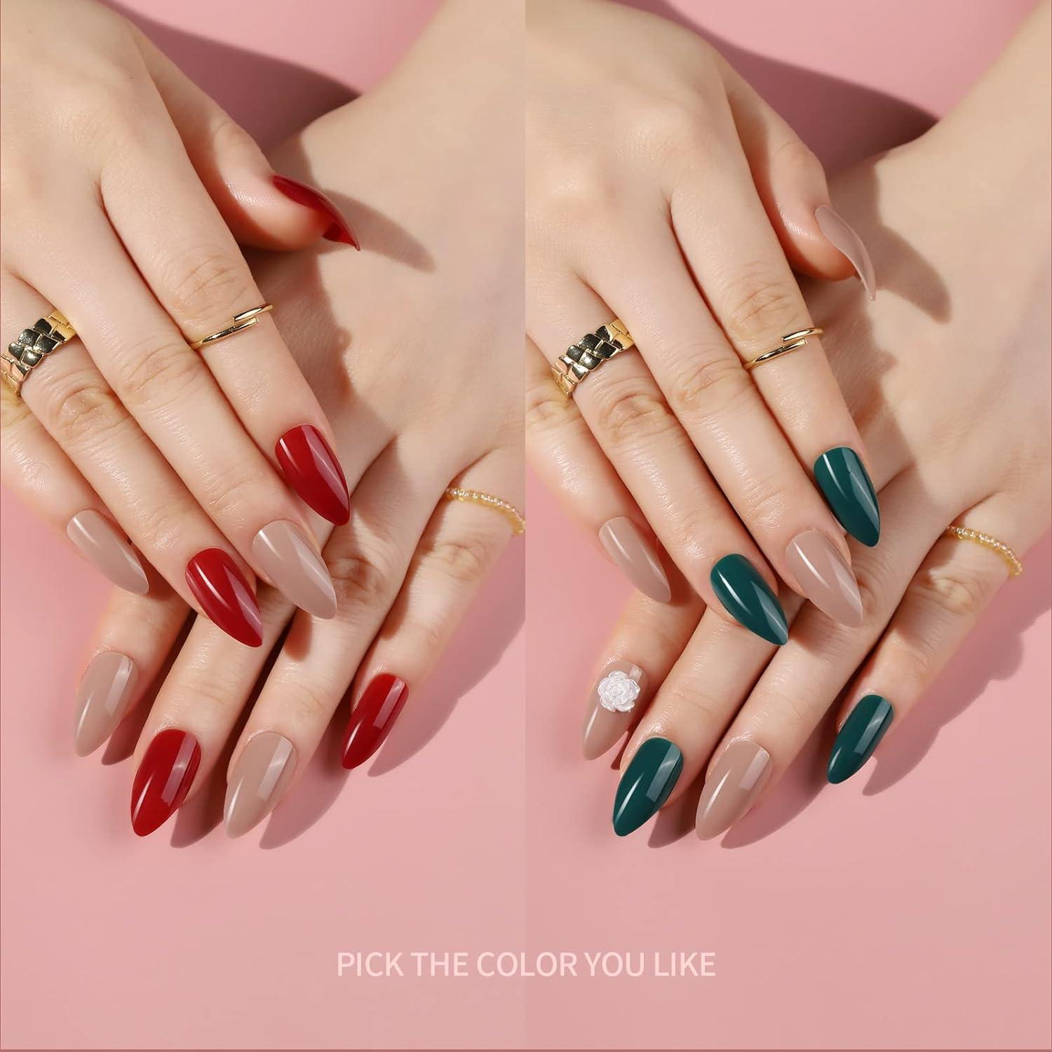 Almond Shape Press On Nails 12 Pack Almond Press On Nails Medium Almond Glossy Press On False ...